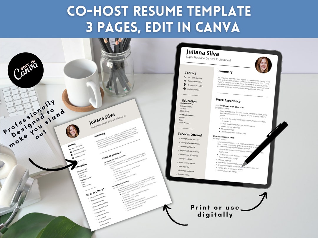 Airbnb Co-host Resume Template STR Cohost Resume Vacation Rental ...