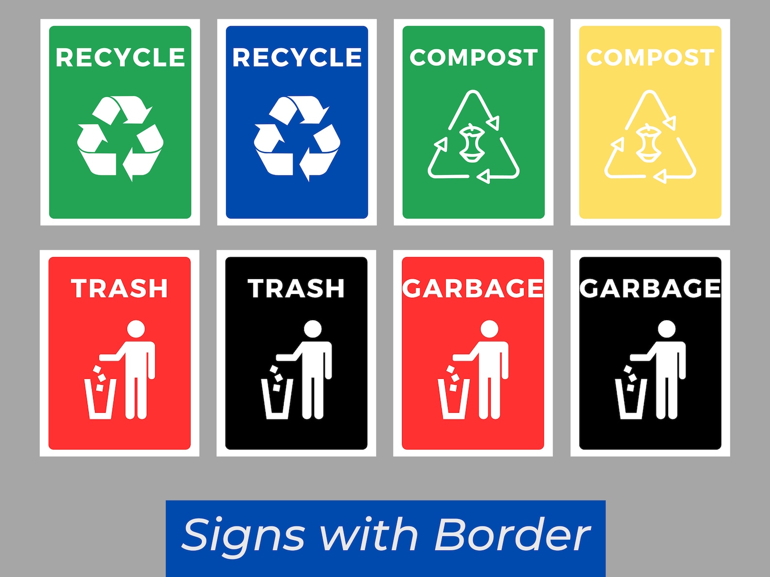 Airbnb Printable Trash Sign Bundle| Garbage Recycling Compost Posters ...