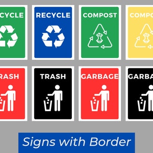 Airbnb Printable Trash Sign Bundle| Garbage Recycling Compost Posters ...
