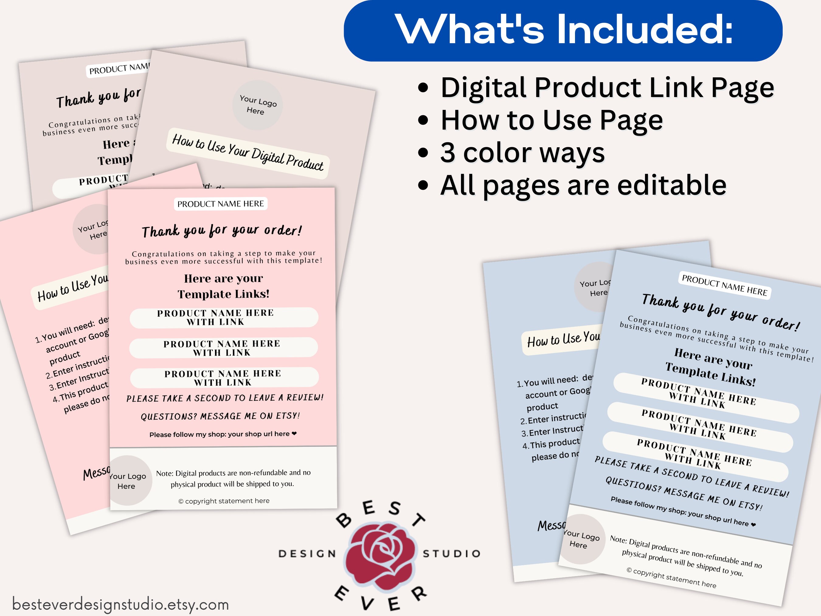 Digital Download Link Page Template | Canva Download Guide for Digital ...
