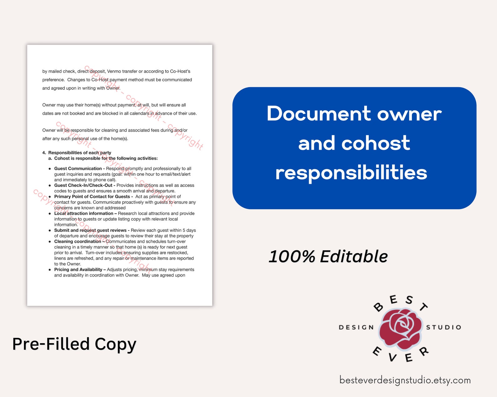 Airbnb Co-host Agreement Contract, Customizable Co-host Template ...