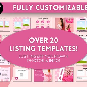 PINK Etsy Shop Kit Bright Etsy Branding Kit Editable Pink Shop Branding ...