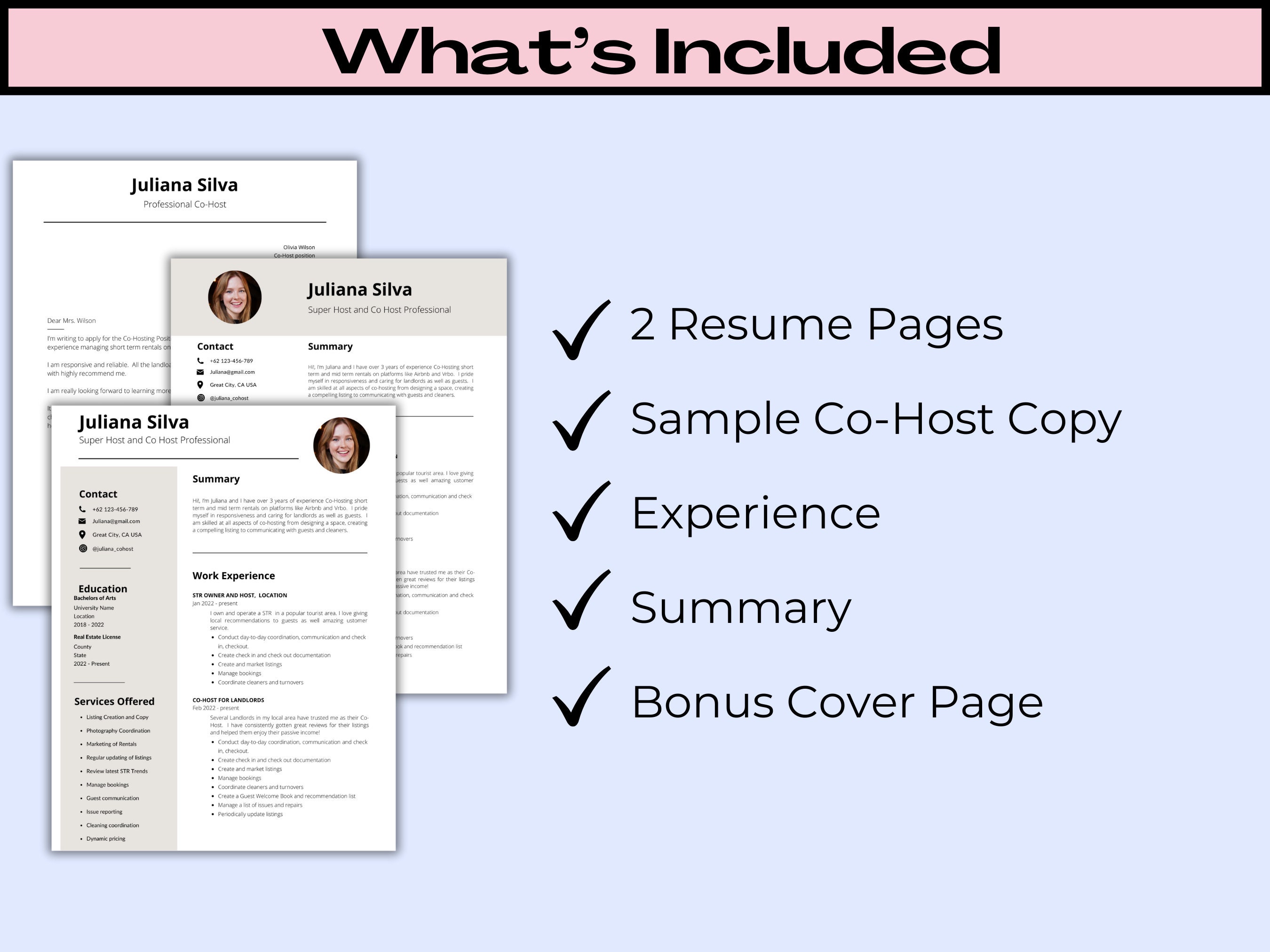 Airbnb Co-host Resume Template STR Cohost Resume Vacation Rental ...