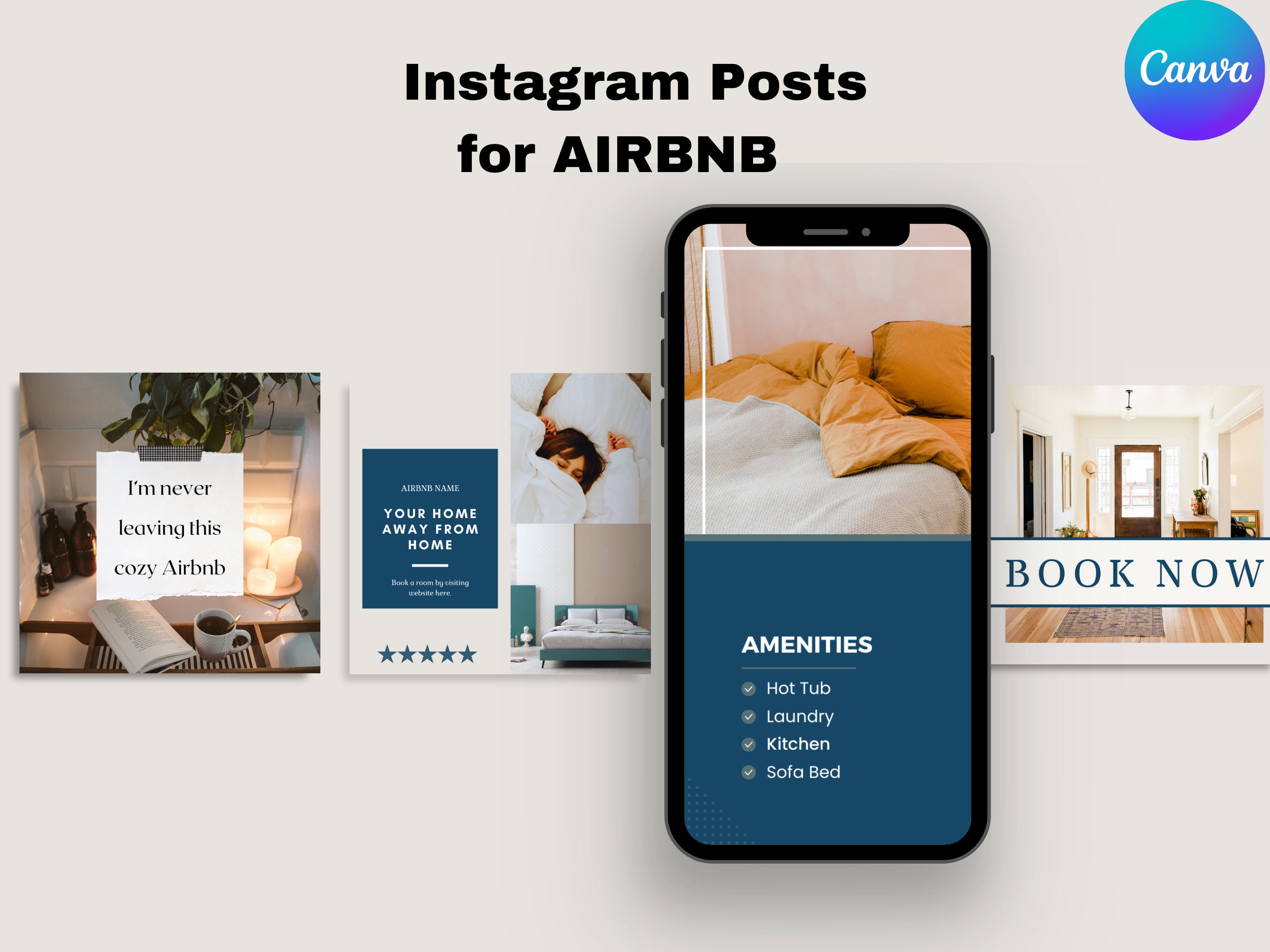 Airbnb Instagram Post Template Bundle, Short Term Rental Instagram ...