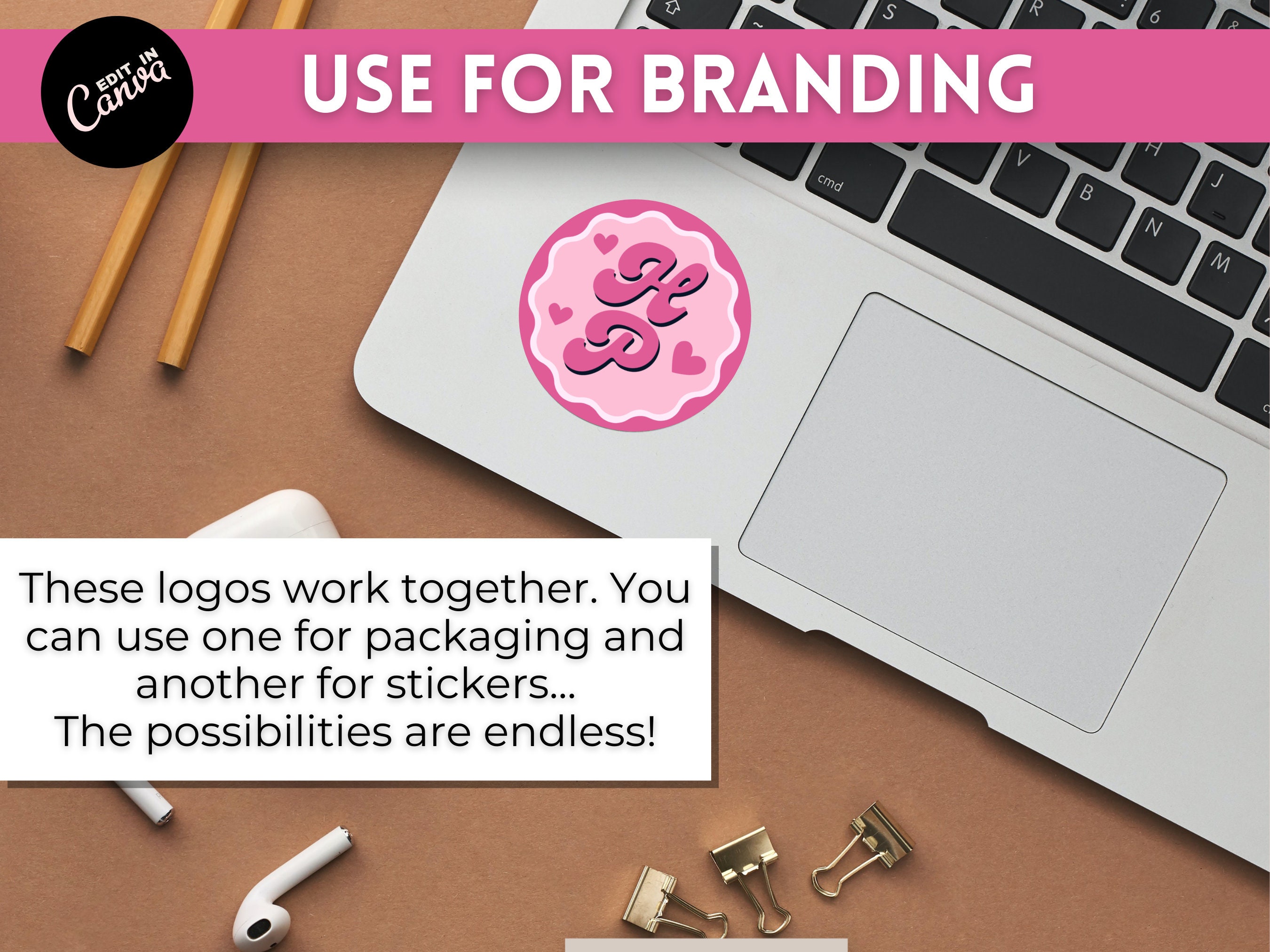 Pink Brand Kit Template Pink Branding Mood Board pink Retro Logo ...