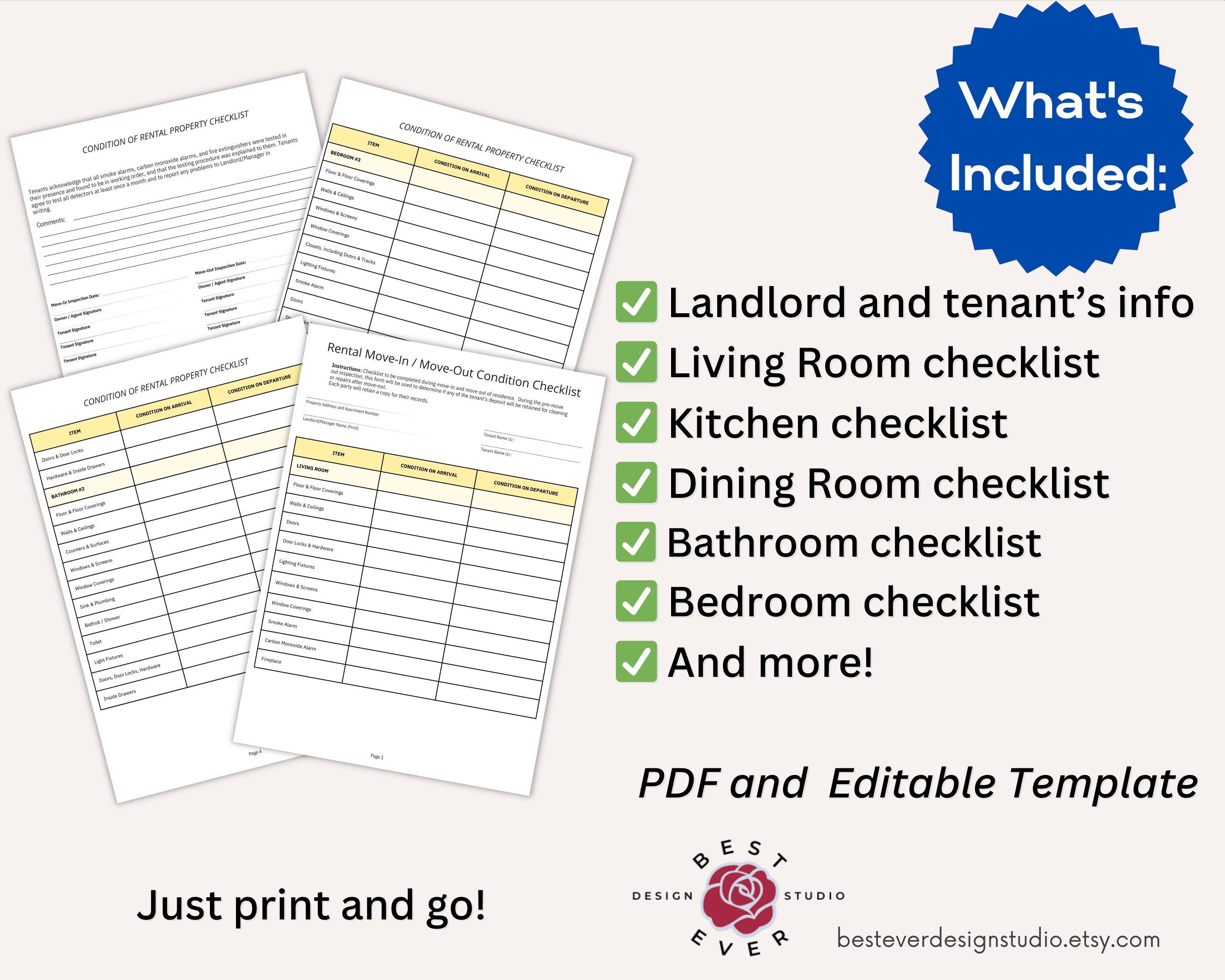 Rental Inspection Checklist, Editable Rental Property Checklist for ...