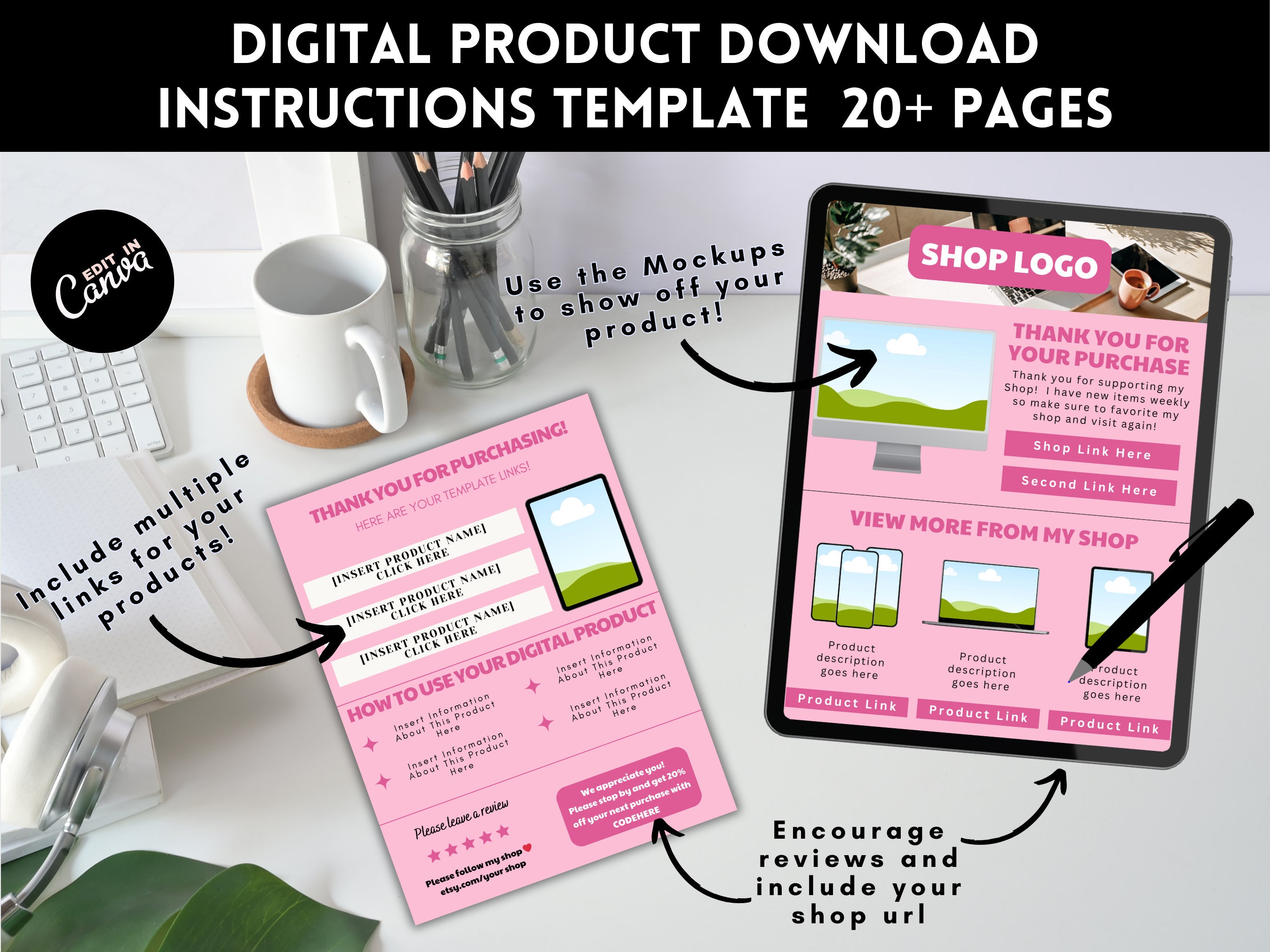Digital Download Instruction Template for Digital Product How to ...