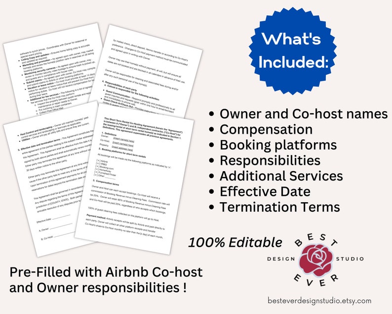 Airbnb Co-host Agreement Contract, Customizable Co-host Template ...