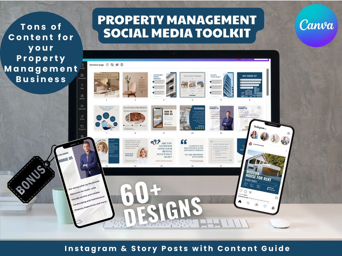 Property Management Social Media Toolkit | 60+ Instagram Posts for ...