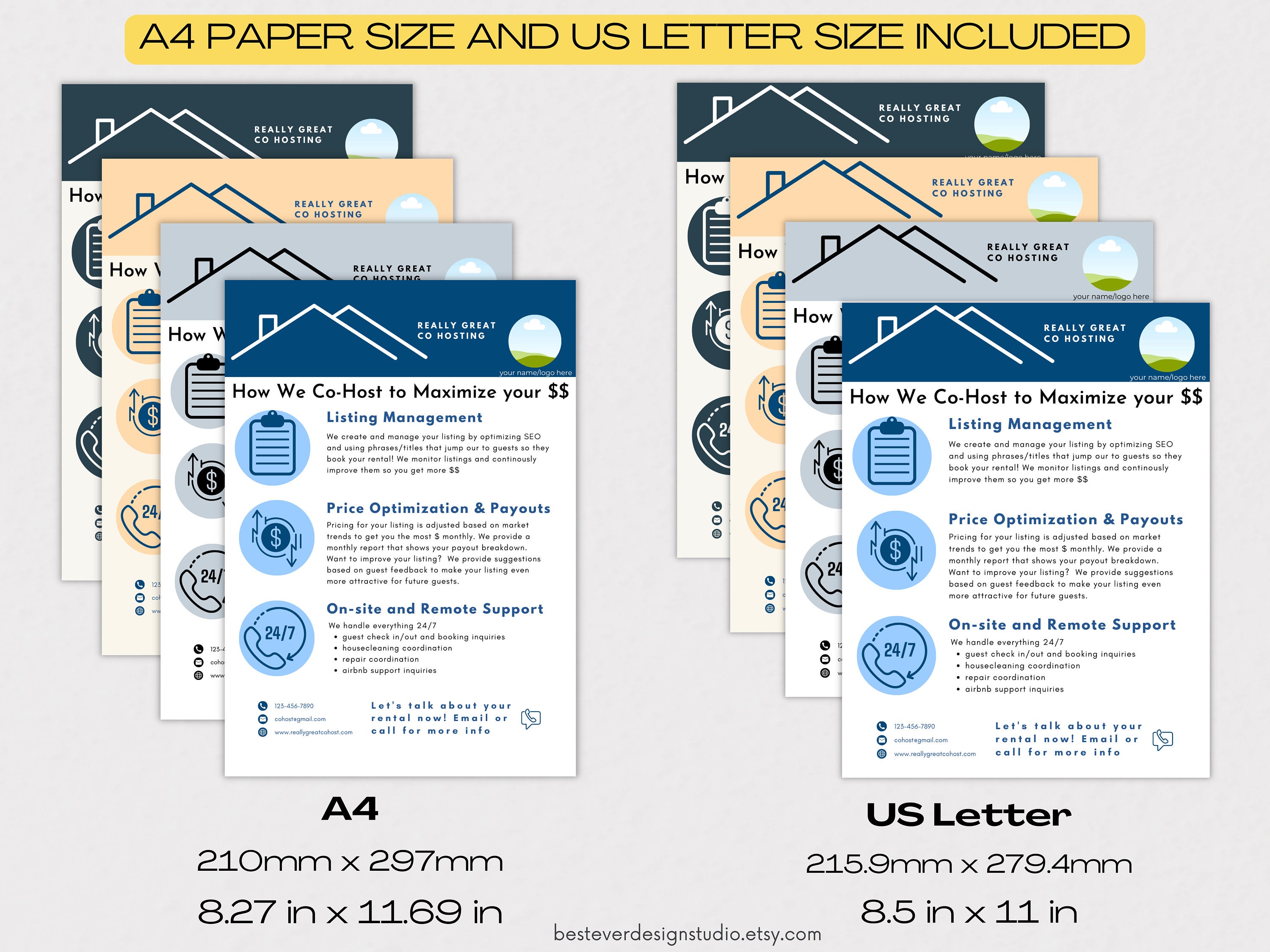 Airbnb Co-hosting Services Flyer Template | Property Management Flyer ...