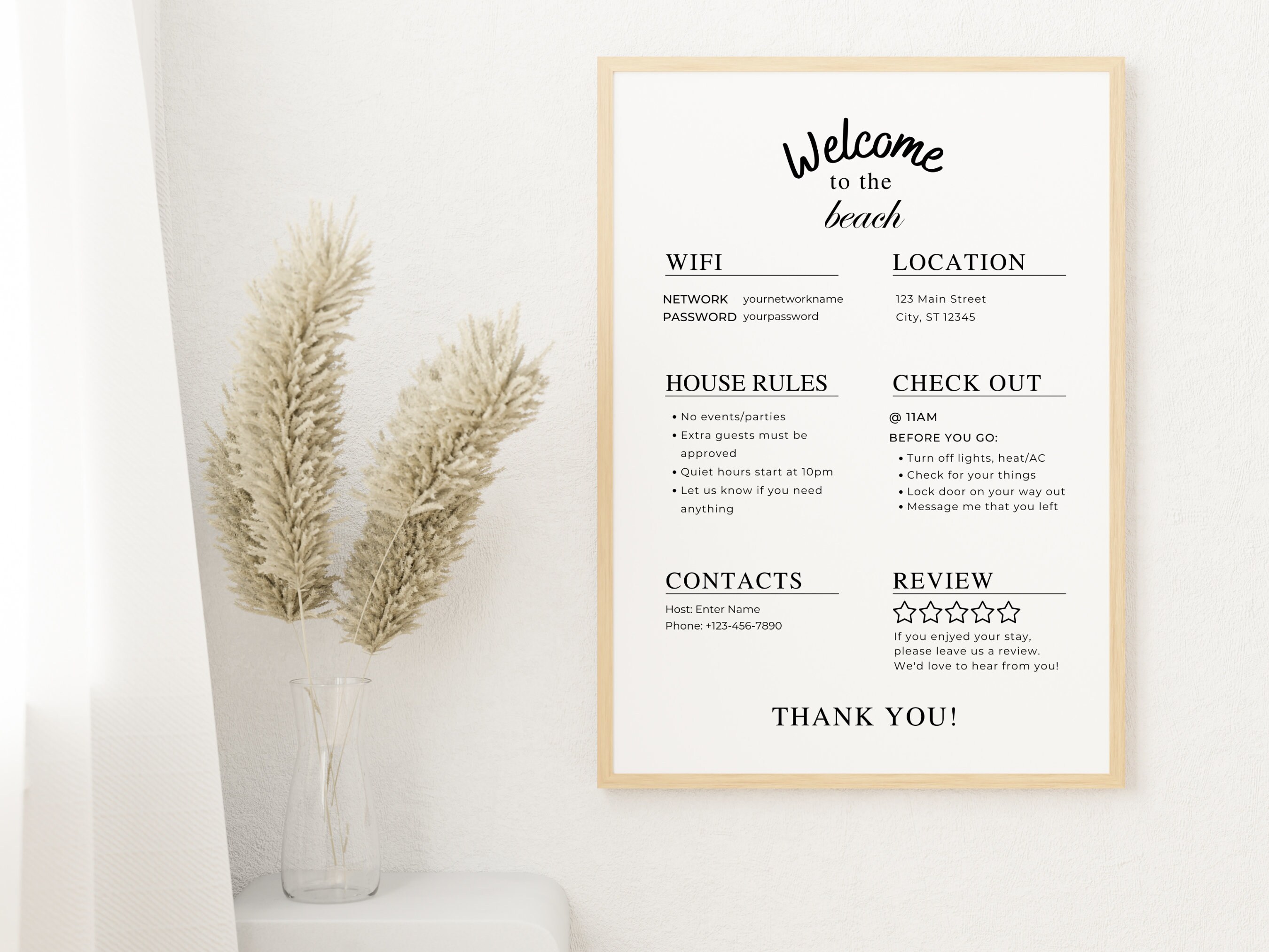Beach House Welcome Sign, Vacation Rental Editable Template, Printable ...