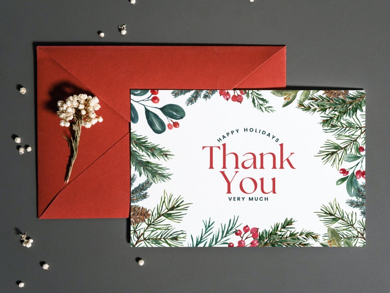 Christmas Thank You Card Template Printable Thanks for Your Purchase ...