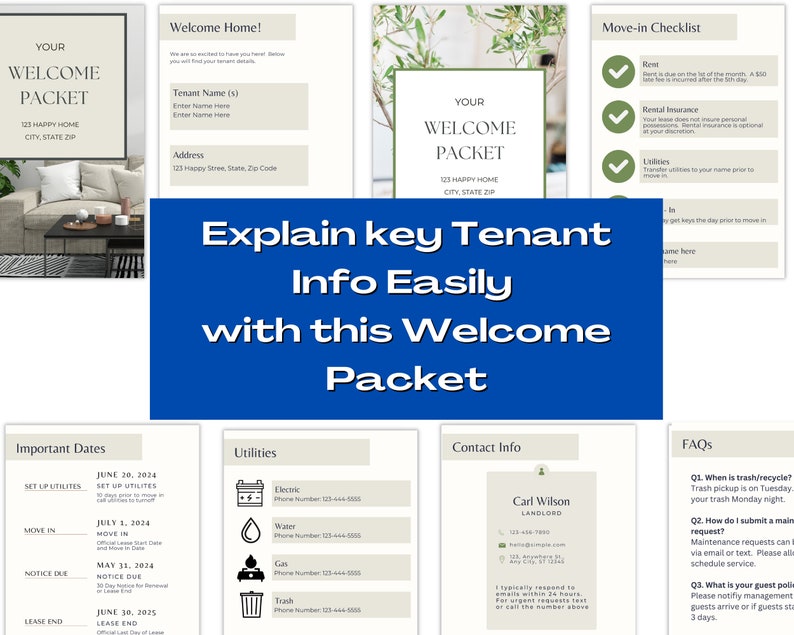 Tenant Welcome Guide Template| Tenant Welcome Packet Canva Download for ...