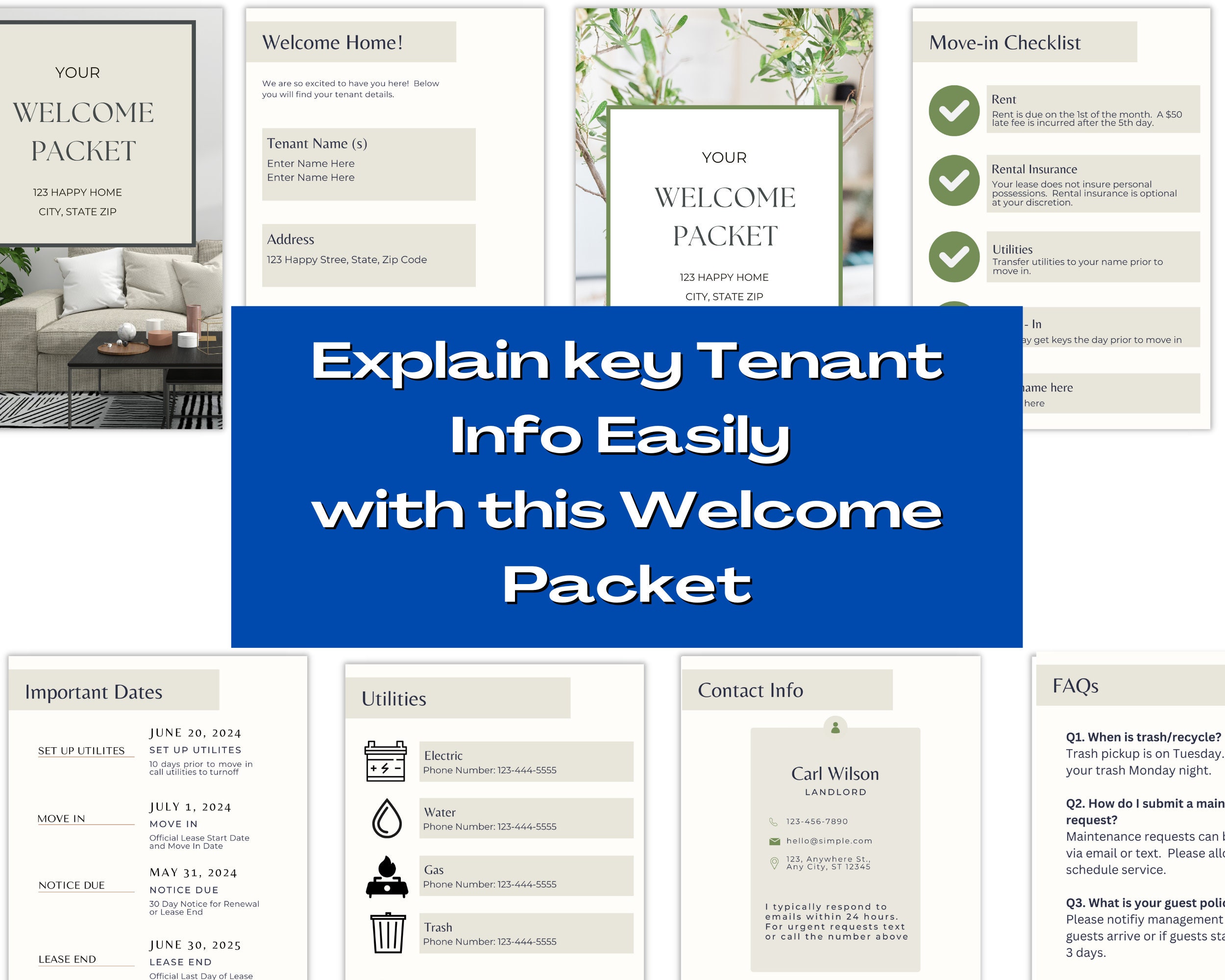 Tenant Welcome Packet Template for Landlords| Tenant Welcome Guide ...