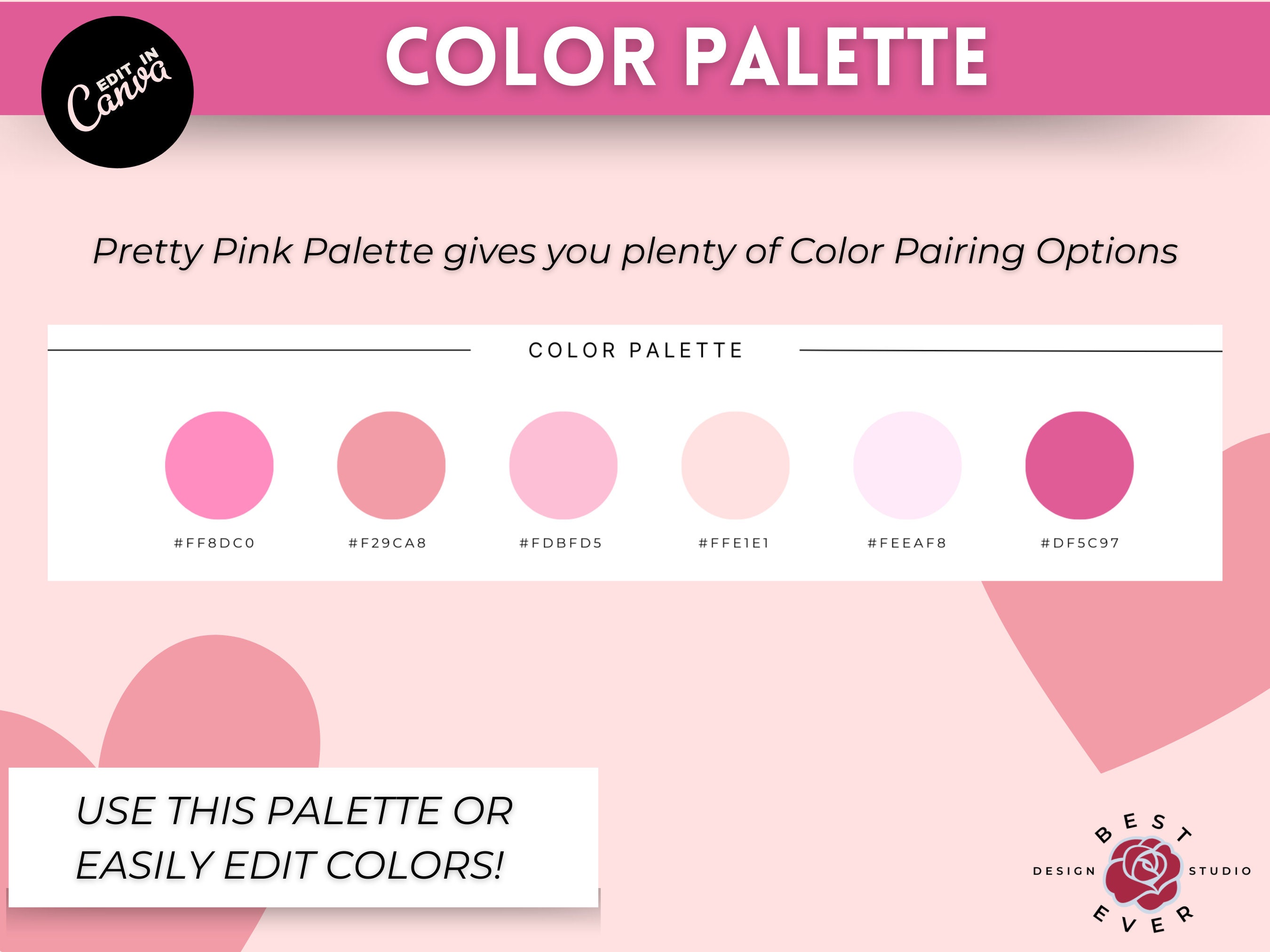 Pink Retro Logo Templatepink Logo With Heart Flowers - Etsy