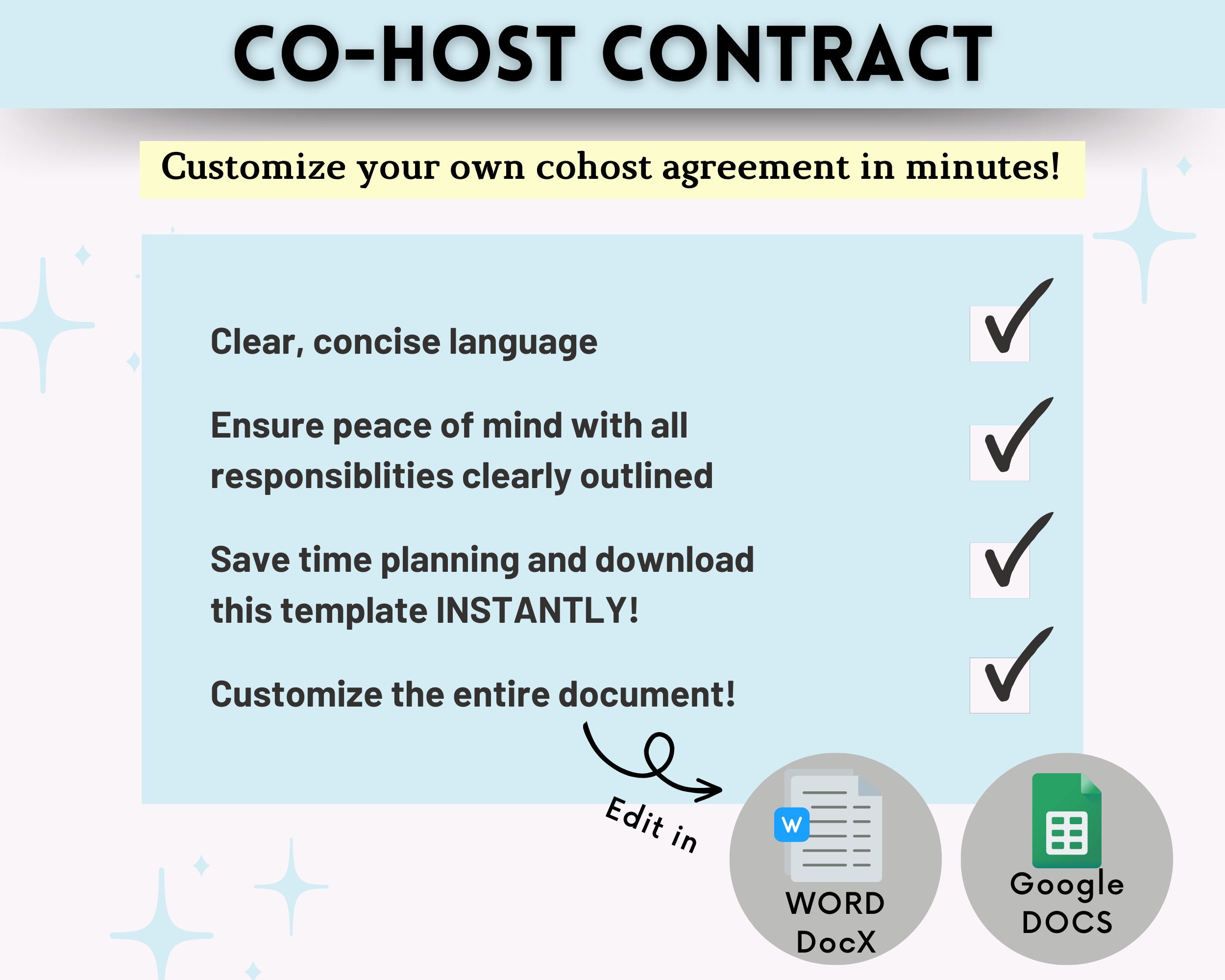 Airbnb Co-host Agreement Contract, Customizable Co-host Template ...