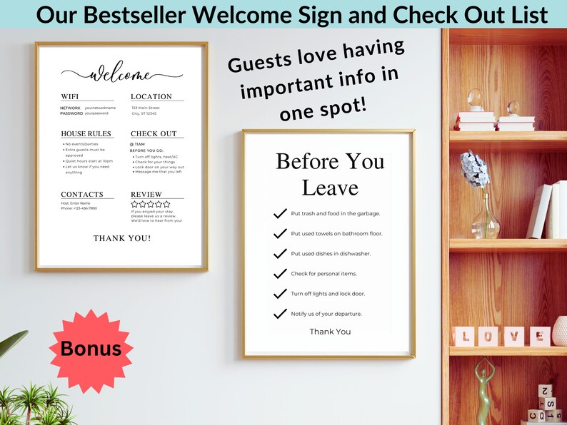 45 + Airbnb Sign Bundle, Airbnb Signage, Vacation Rental Signs, Guest ...