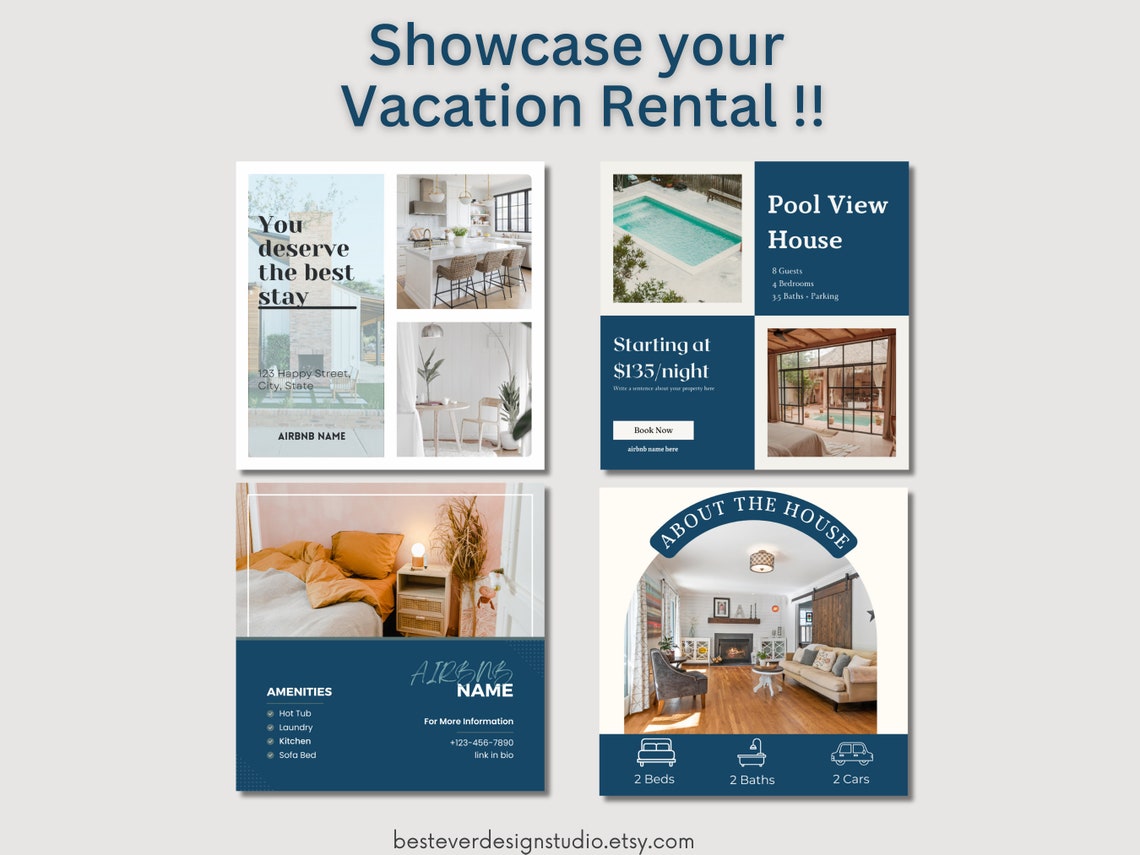 Airbnb Instagram Post Template Bundle, Short Term Rental Instagram ...