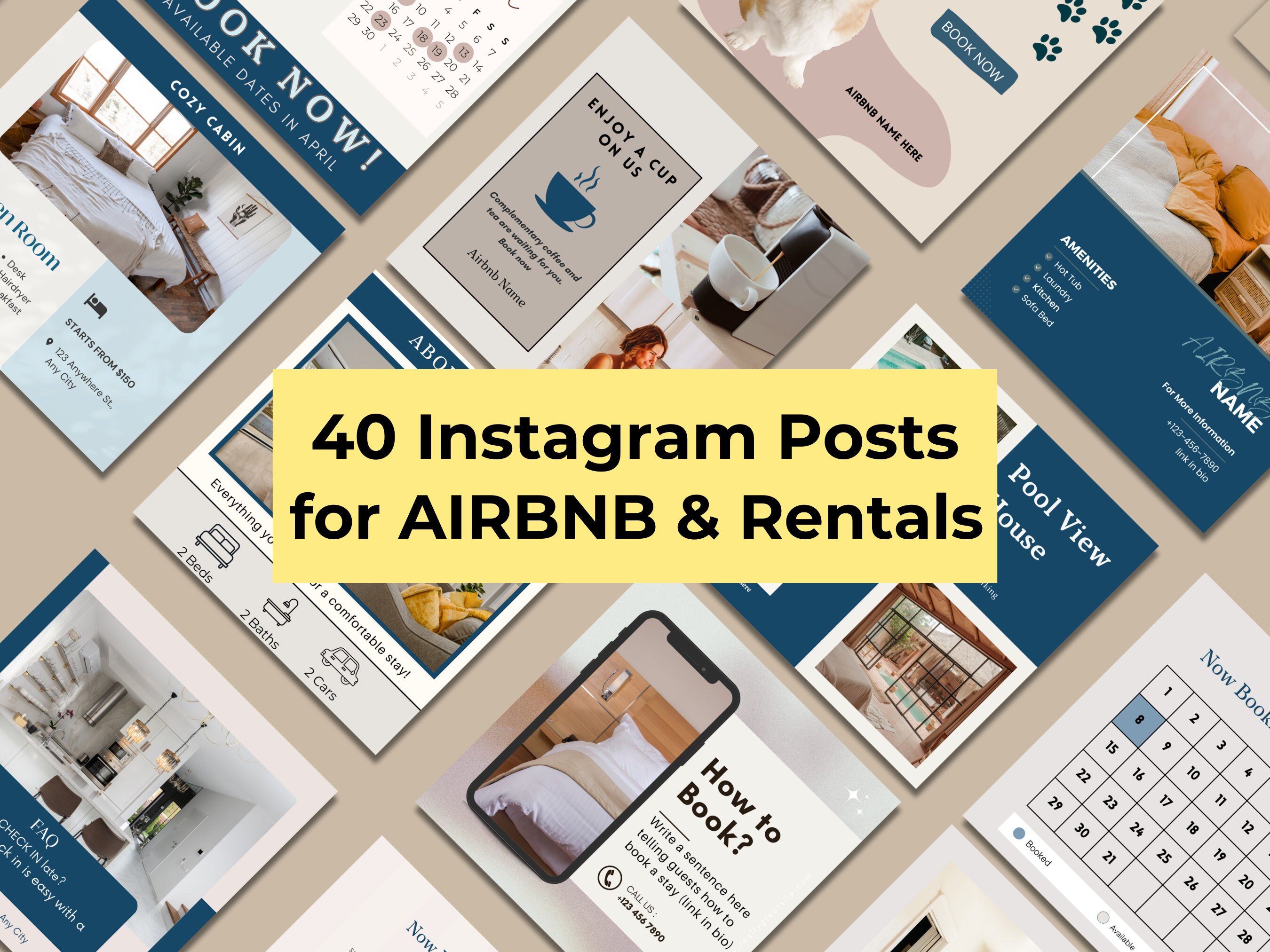 Airbnb Instagram Post Template Bundle, Short Term Rental Instagram ...