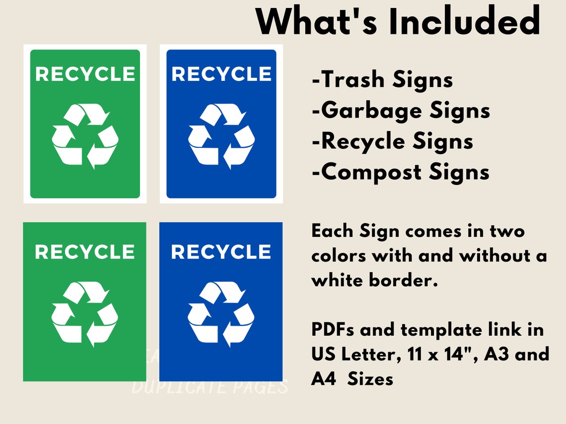 Airbnb Printable Trash Sign Bundle Garbage Recycling Compost - Etsy