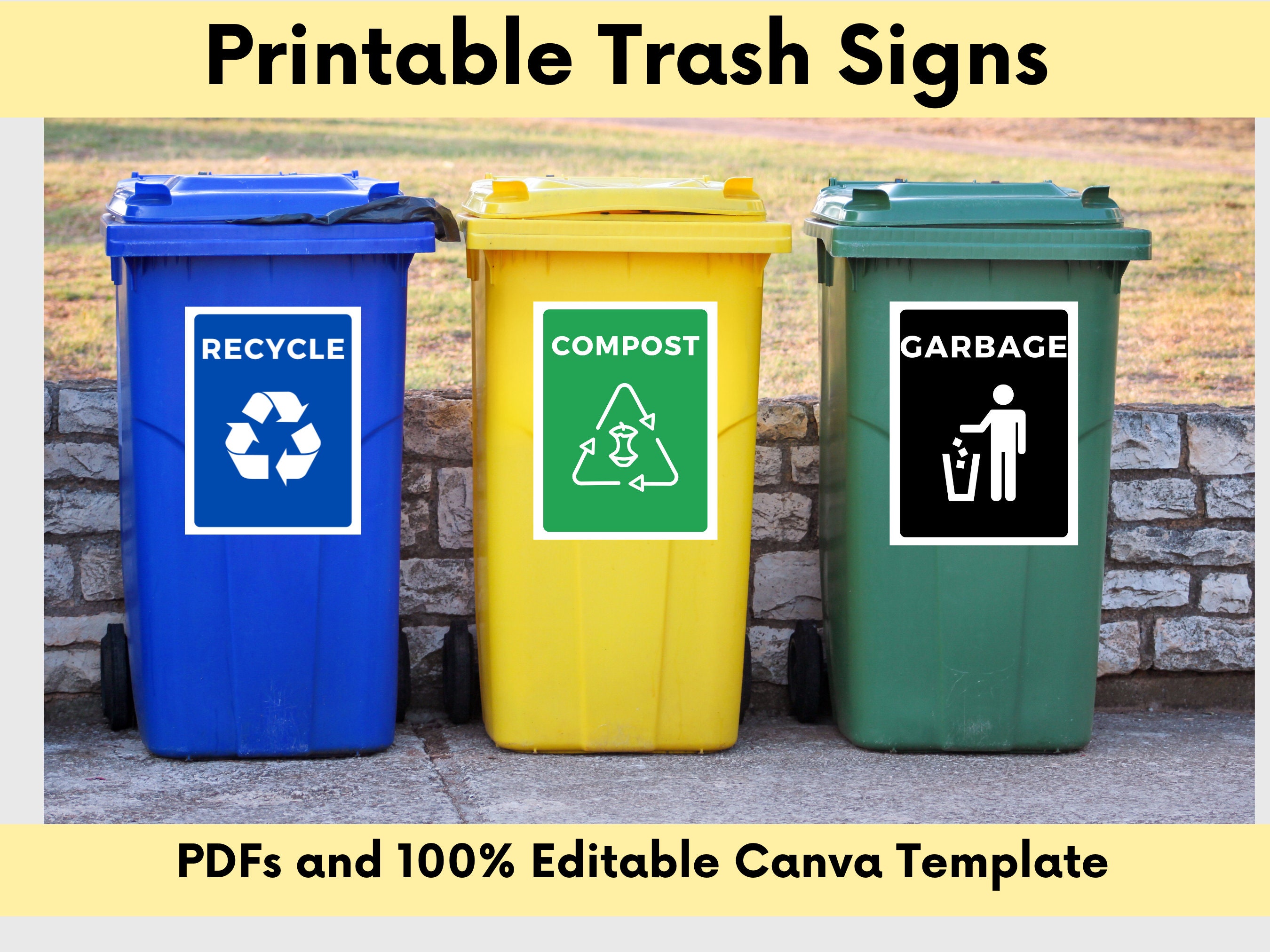 Airbnb Printable Trash Sign Bundle| Garbage Recycling Compost Posters ...