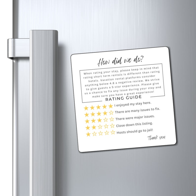 Airbnb Review Magnets | How Did We Do Review Magnet? | Review Reminder ...