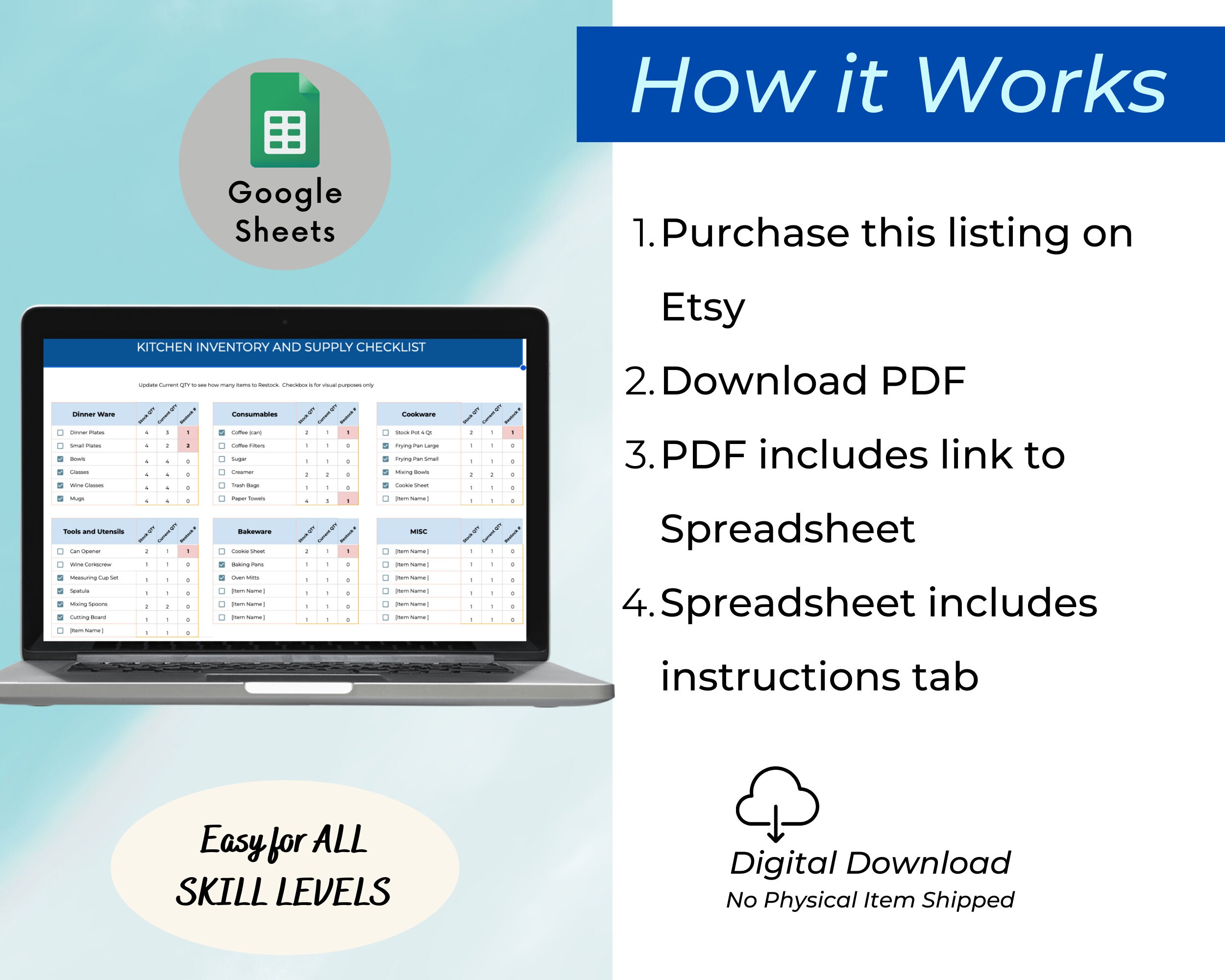 Easy Airbnb Inventory Spreadsheet| Supplies Spreadsheet for Vacation ...