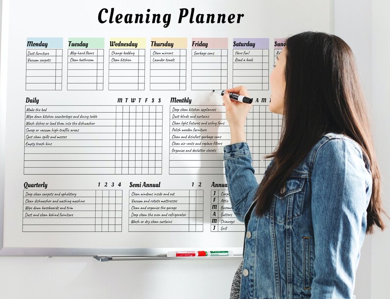 Editable Cleaning Schedule, Daily Weekly Yearly Home Cleaning Checklist ...