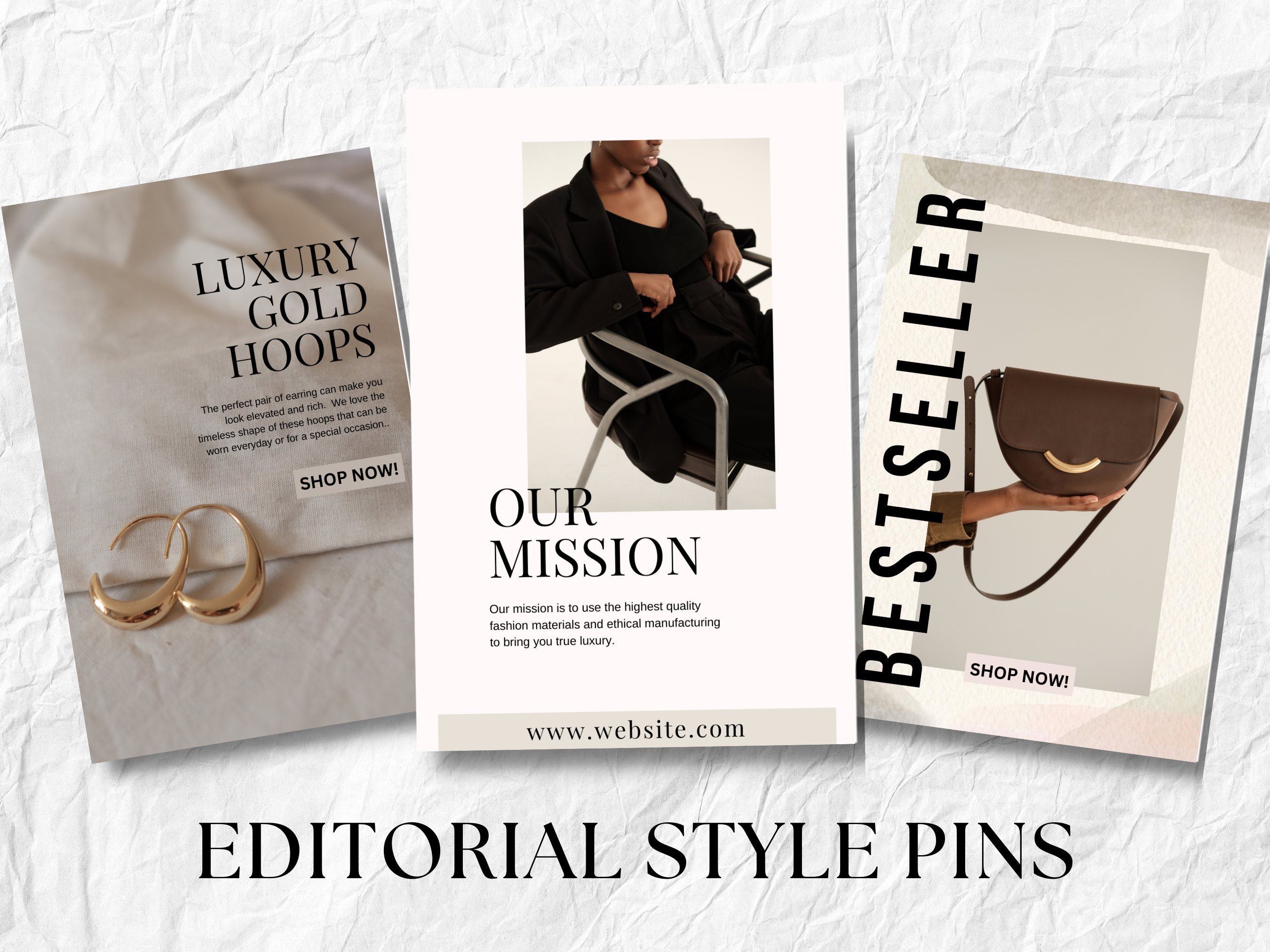 Minimal Pinterest Pins Template Pinterest Template for Luxury Brands ...