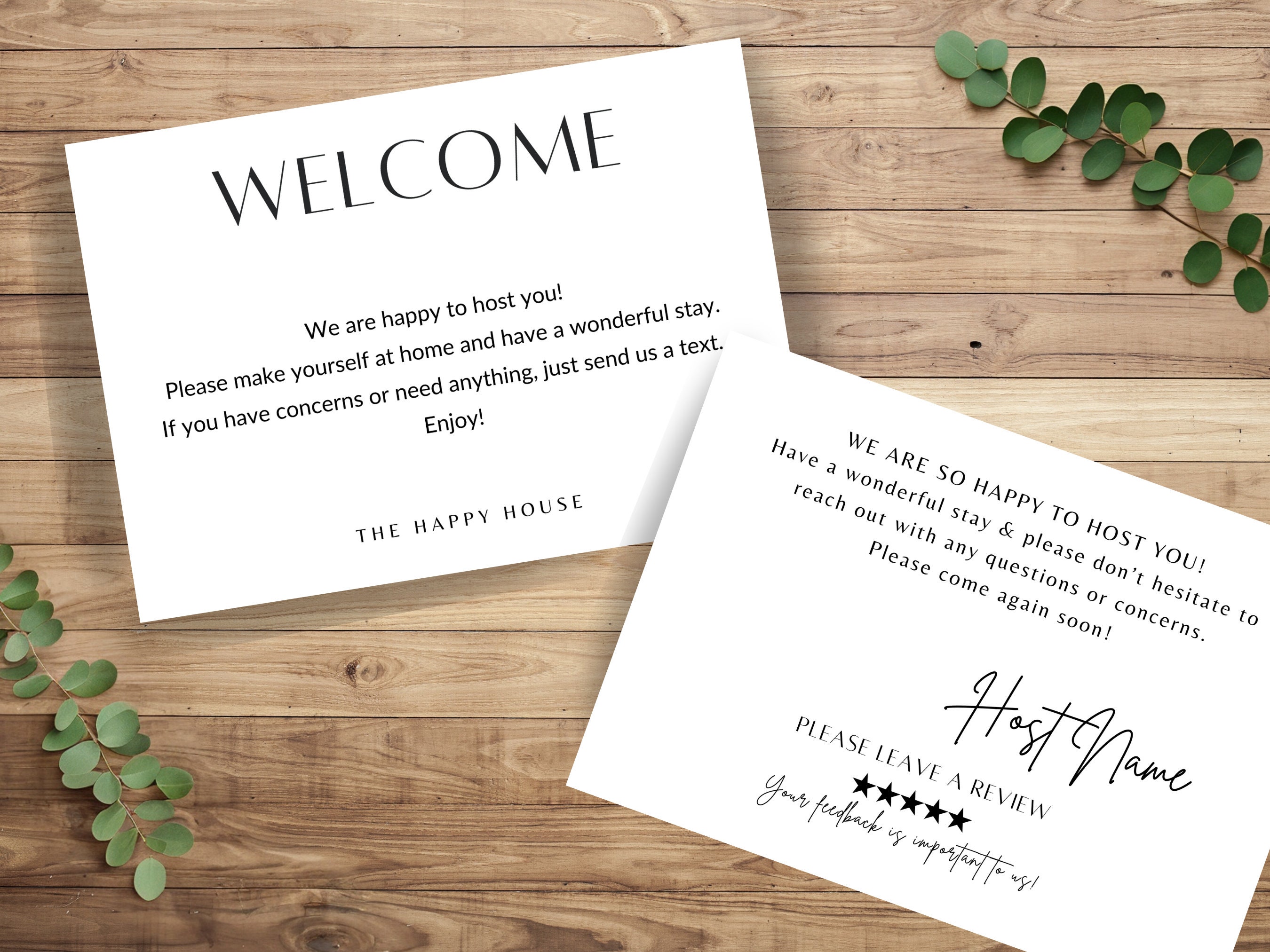 Airbnb Host Thank You Card Template Bundle| STR Feedback Postcard ...