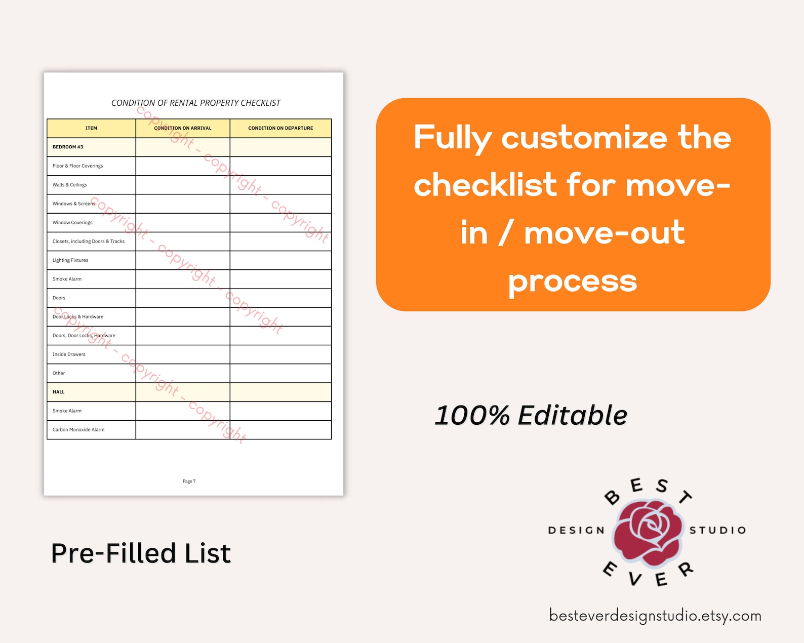 Rental Inspection Checklist, Editable Rental Property Checklist for ...