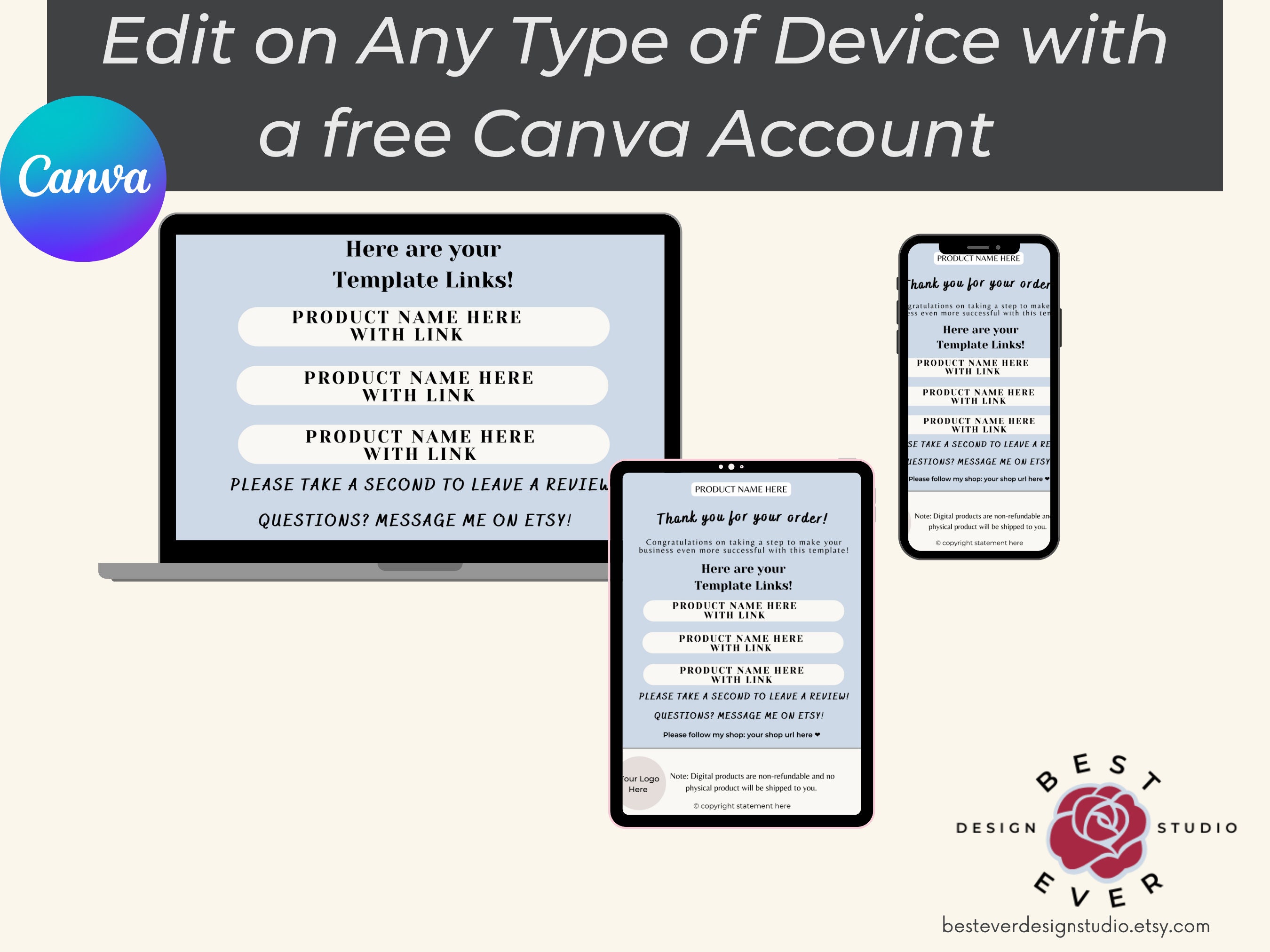 Digital Download Link Page Template Canva Download Guide for Digital ...