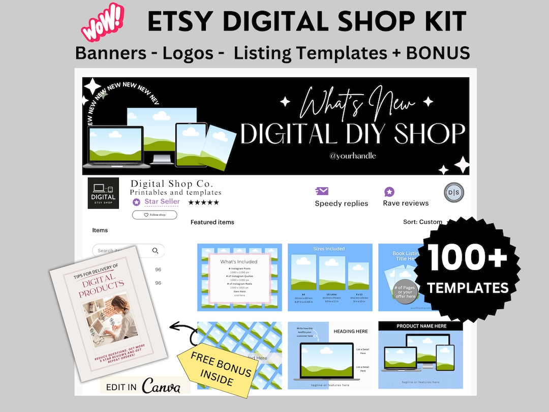 MEGA Digital Shop Kit for Etsy Sellers How to Start a Digital Etsy Shop ...