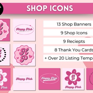 PINK Etsy Shop Kit Bright Etsy Branding Kit Editable Pink Shop Branding ...