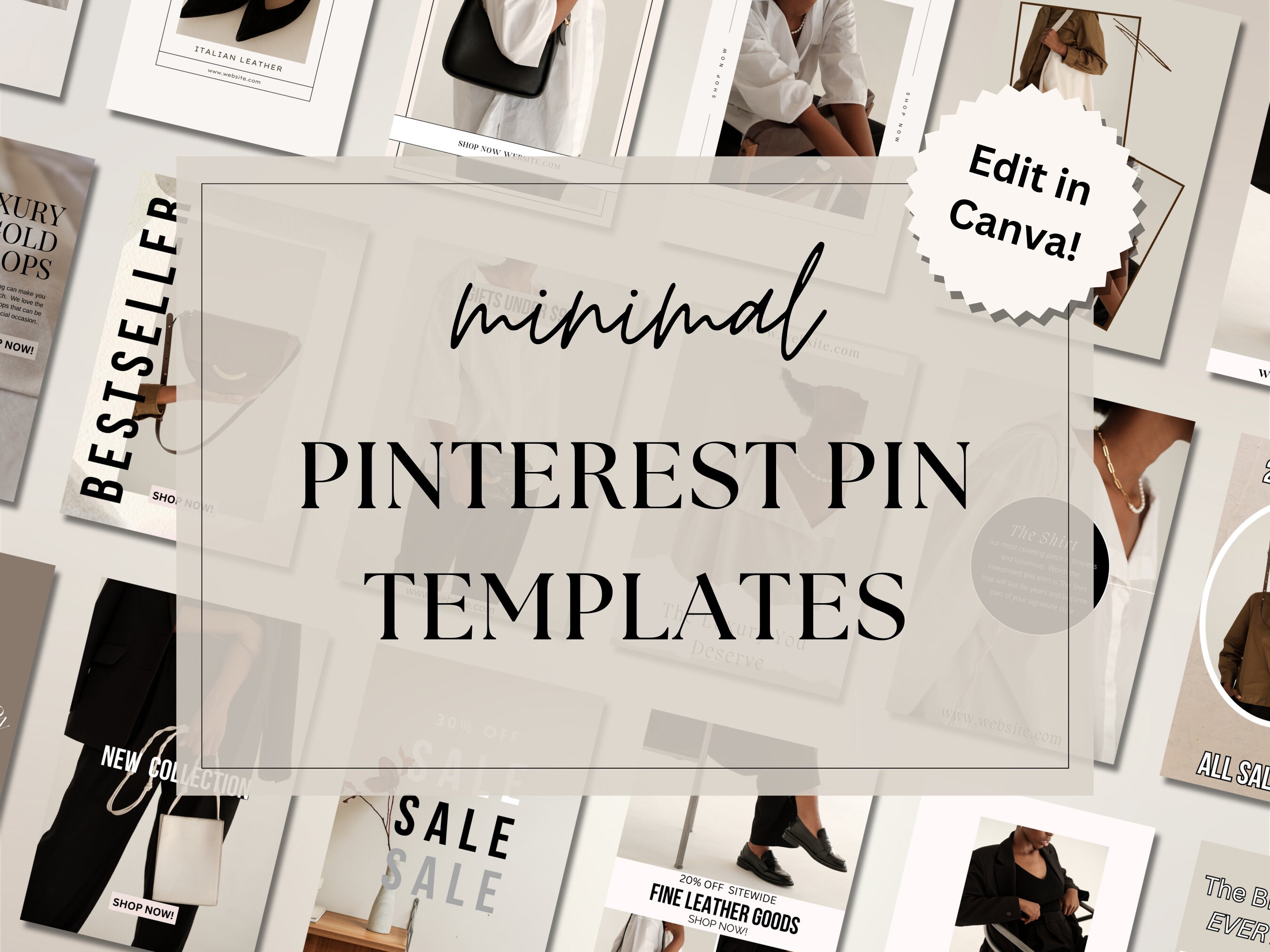 Minimal Pinterest Pins Template Pinterest Template for Luxury Brands ...