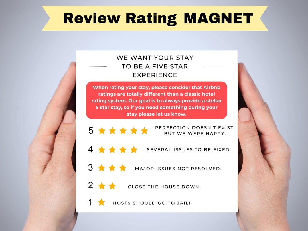 Airbnb Rating Guide, Airbnb 5 Star Review Magnet, Airbnb Ratings System ...