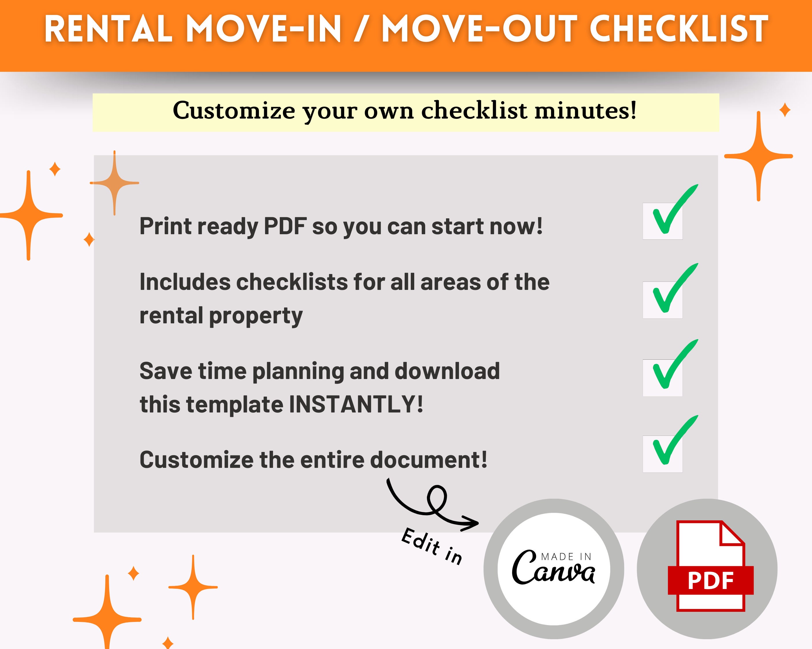 Rental Inspection Checklist, Editable Rental Property Checklist for ...