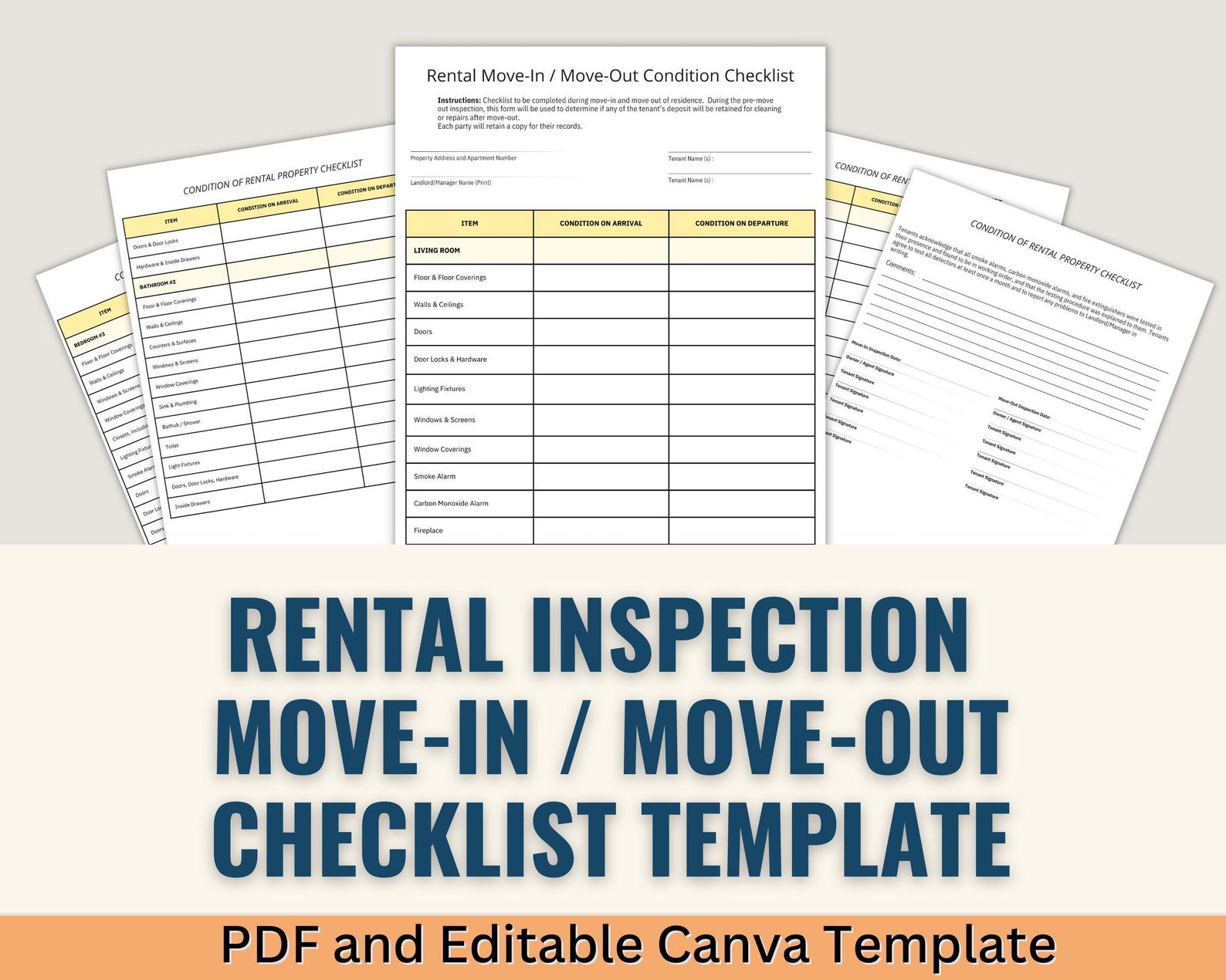 Rental Inspection Checklist, Editable Rental Property Checklist for ...