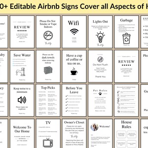 45 + Airbnb Sign Bundle, Airbnb Signage, Vacation Rental Signs, Guest ...