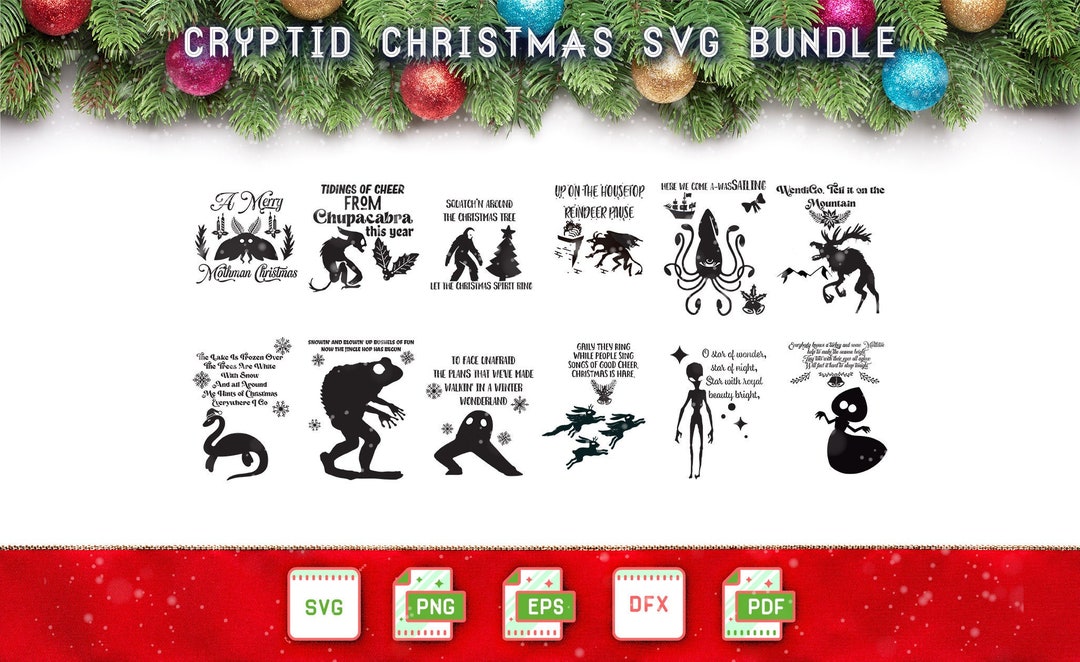 Christmas Cryptids SVG Bundle / Cryptid Christmas SVG / Cut File ...
