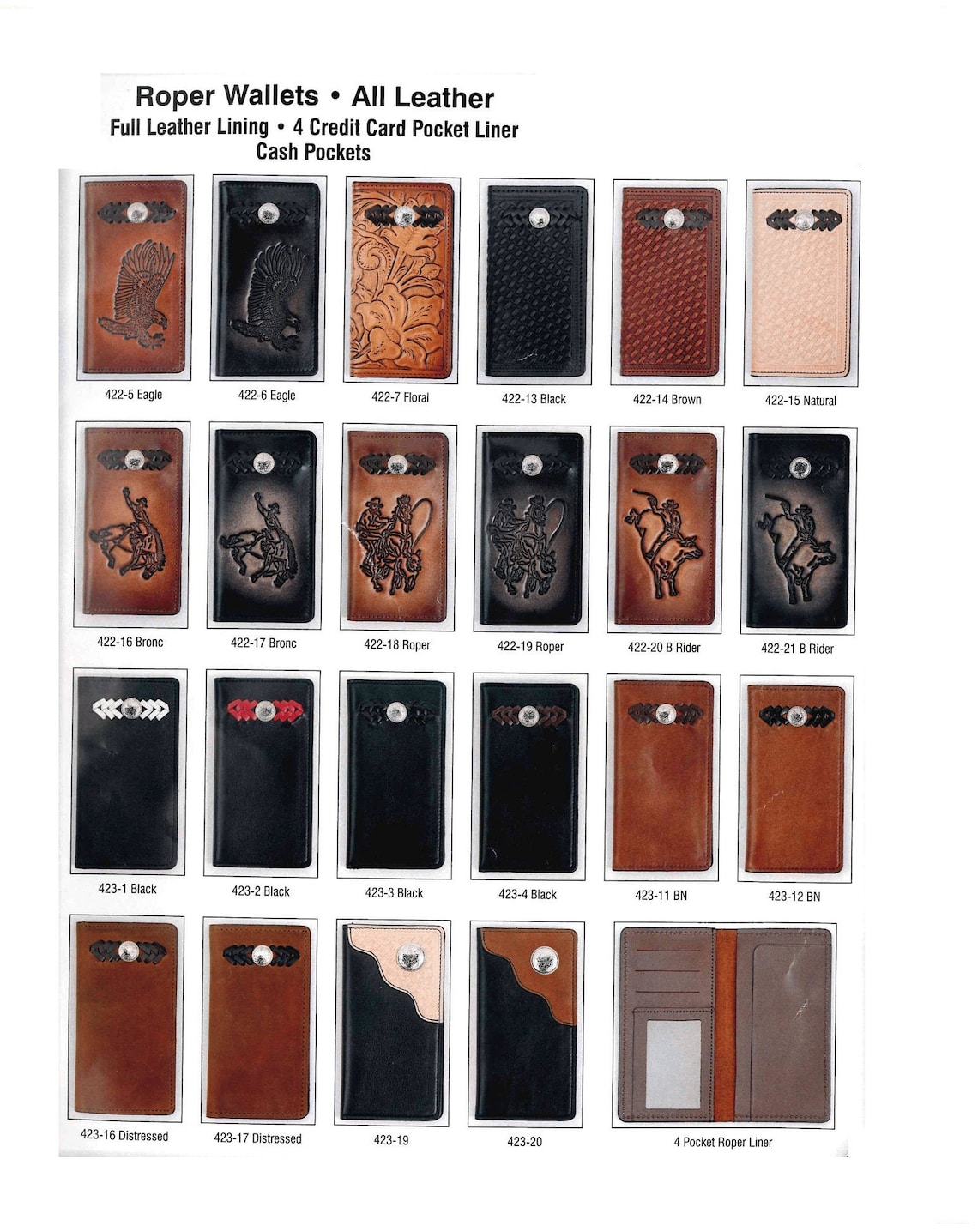 Amish Made Leather Roper Wallets 4 Credit Checks and Cash - Etsy