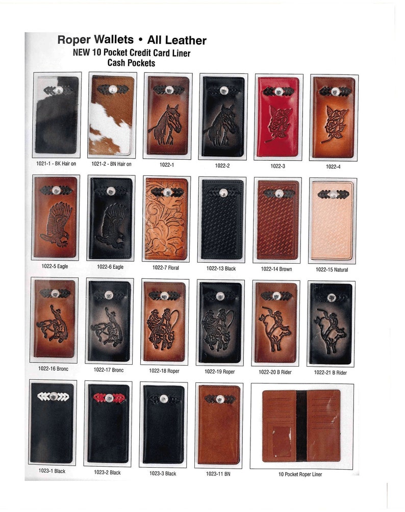 Amish Made Leather Roper Wallets 10 Pocket Card Liner. Very High ...