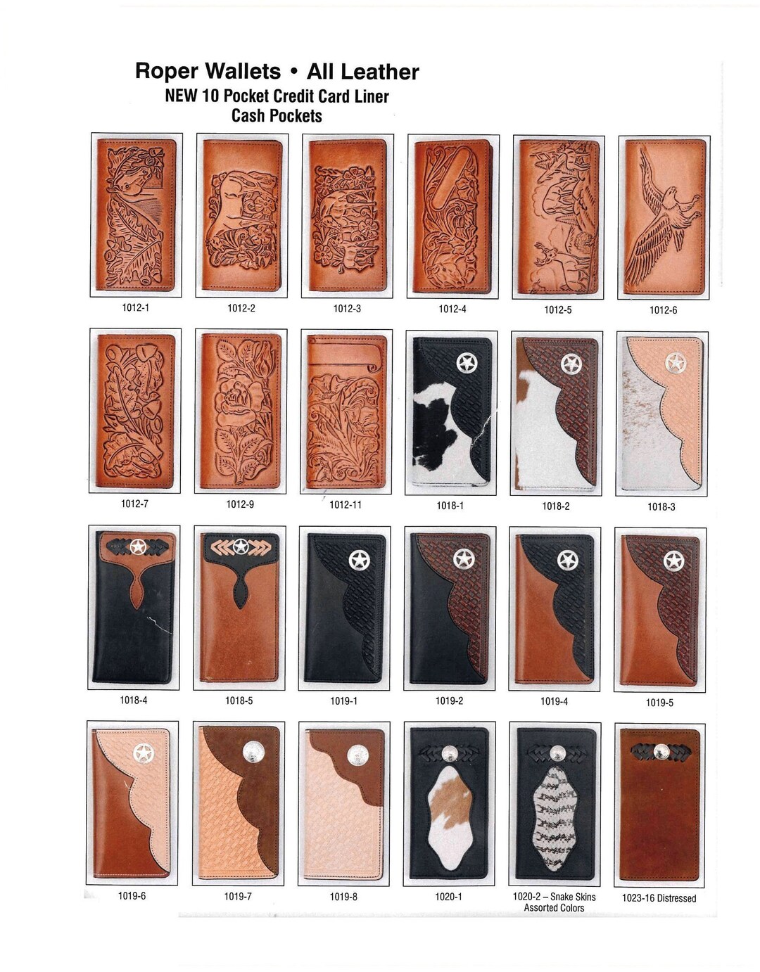 Amish Made Leather Roper Wallets 10 Pocket Card Liner. Very High ...