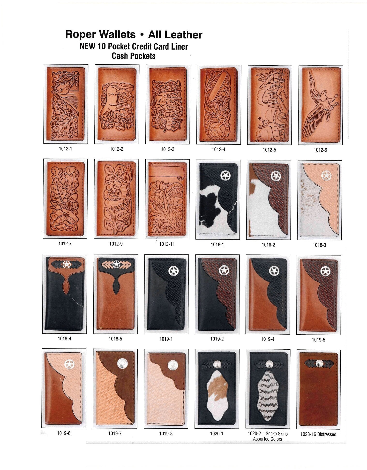 Amish Made Leather Roper Wallets 10 Pocket Card Liner. Very High ...