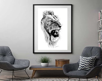 Lion Original Ink - Etsy