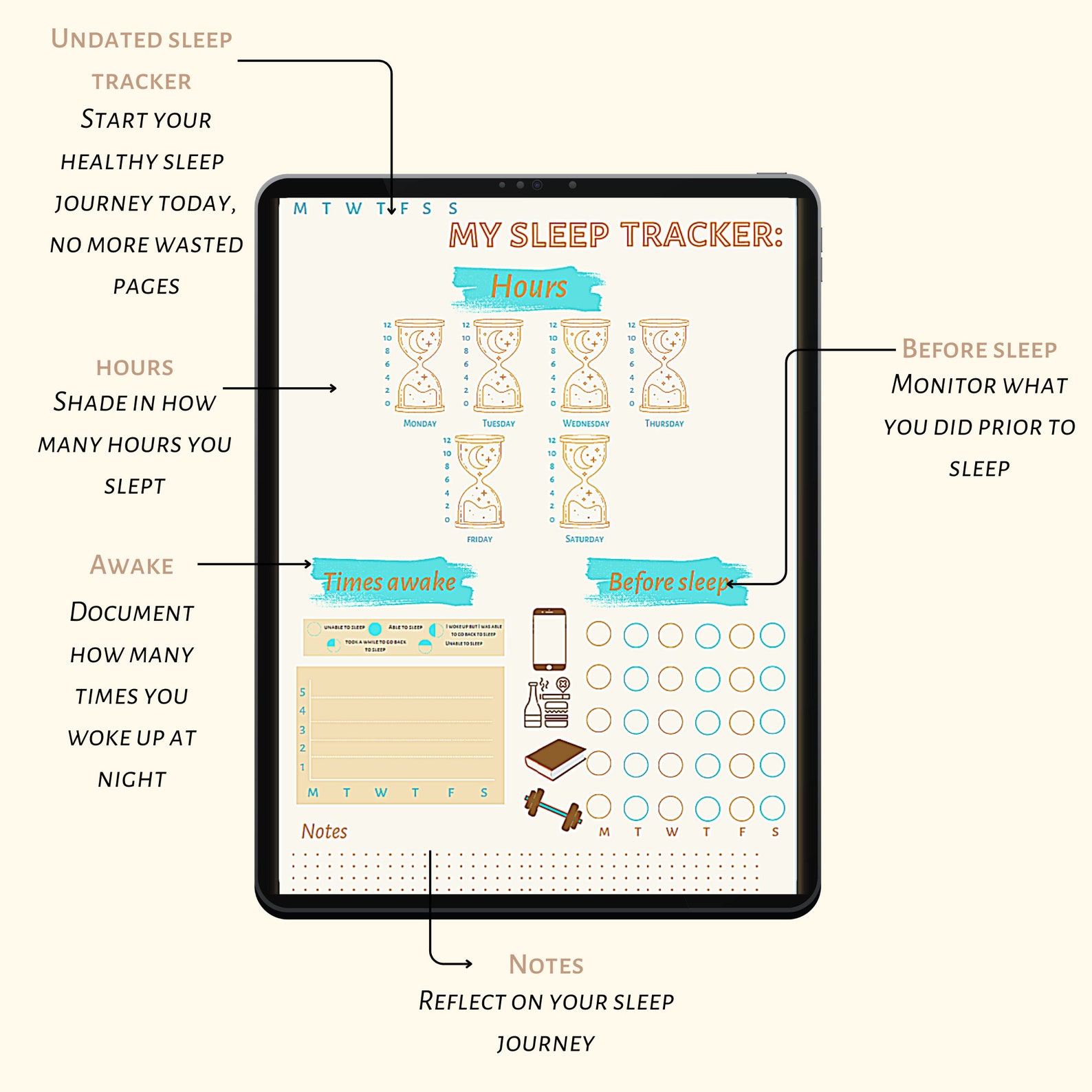 Sleep Tracker Printable, Monthly, Daily Sleep Journal, Sleep Quality ...