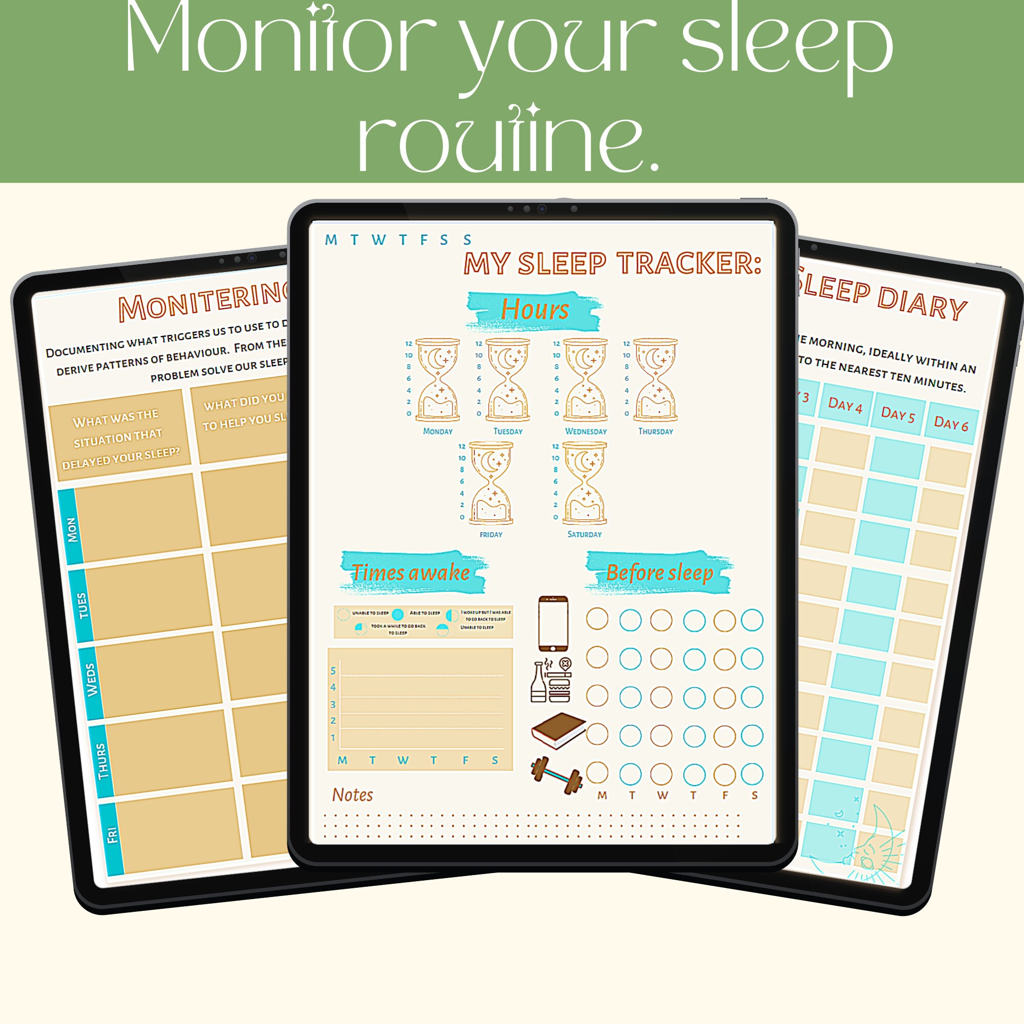 Sleep Tracker Printable, Monthly, Daily Sleep Journal, Sleep Quality ...