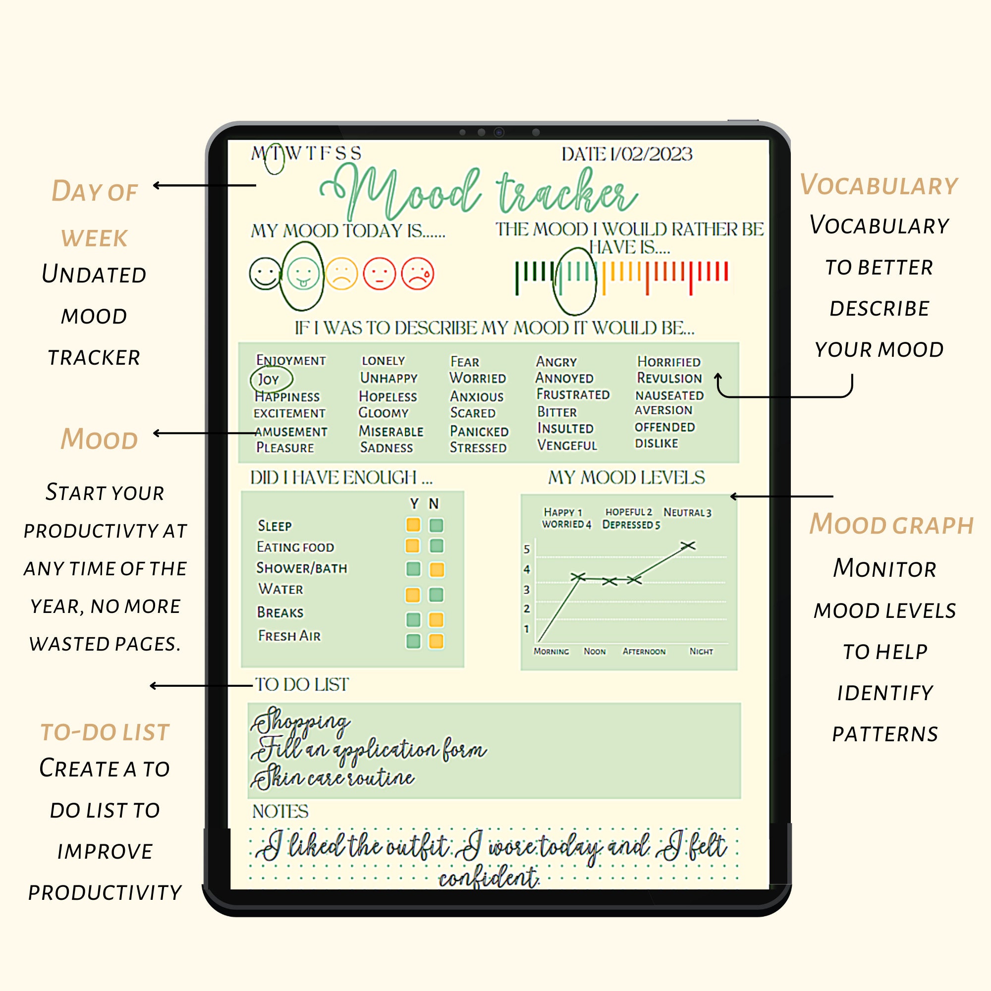 Daily Mood Tracker Printable, Printable Mood Track, Emotion Tracker ...