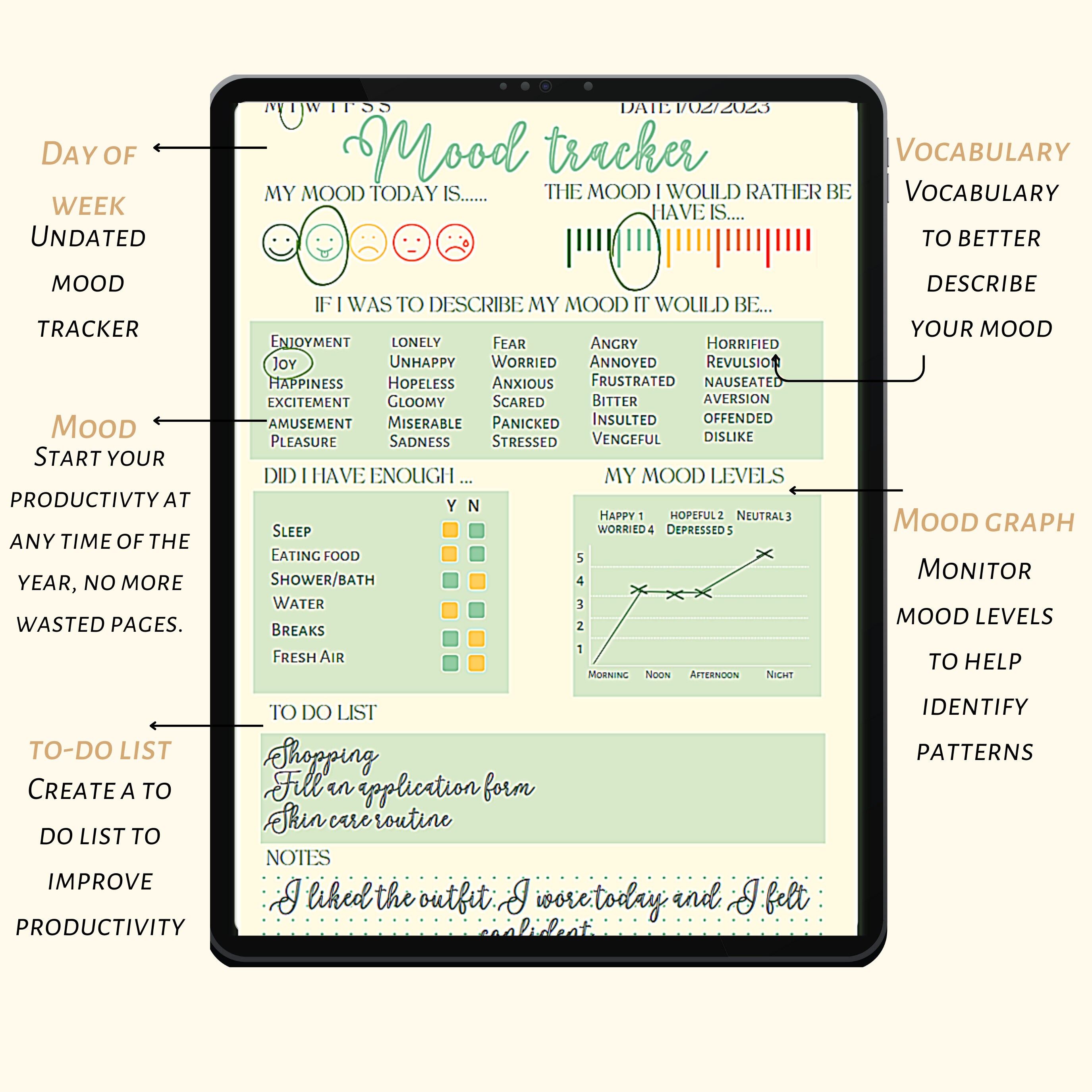 Daily Mood Tracker Printable, Printable Mood Track, Emotion Tracker ...