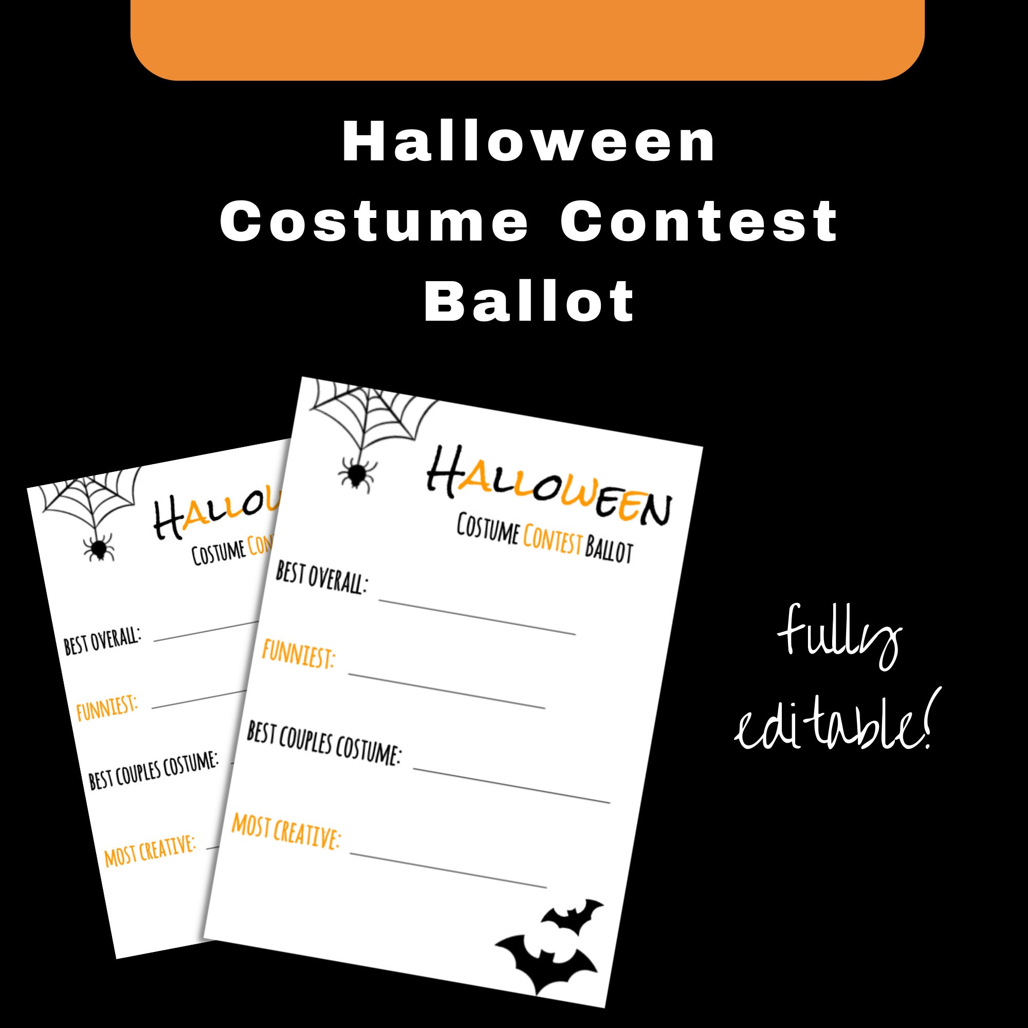 Halloween Costume Contest Score Card, Costume Contest Ballot PRINTABLE ...